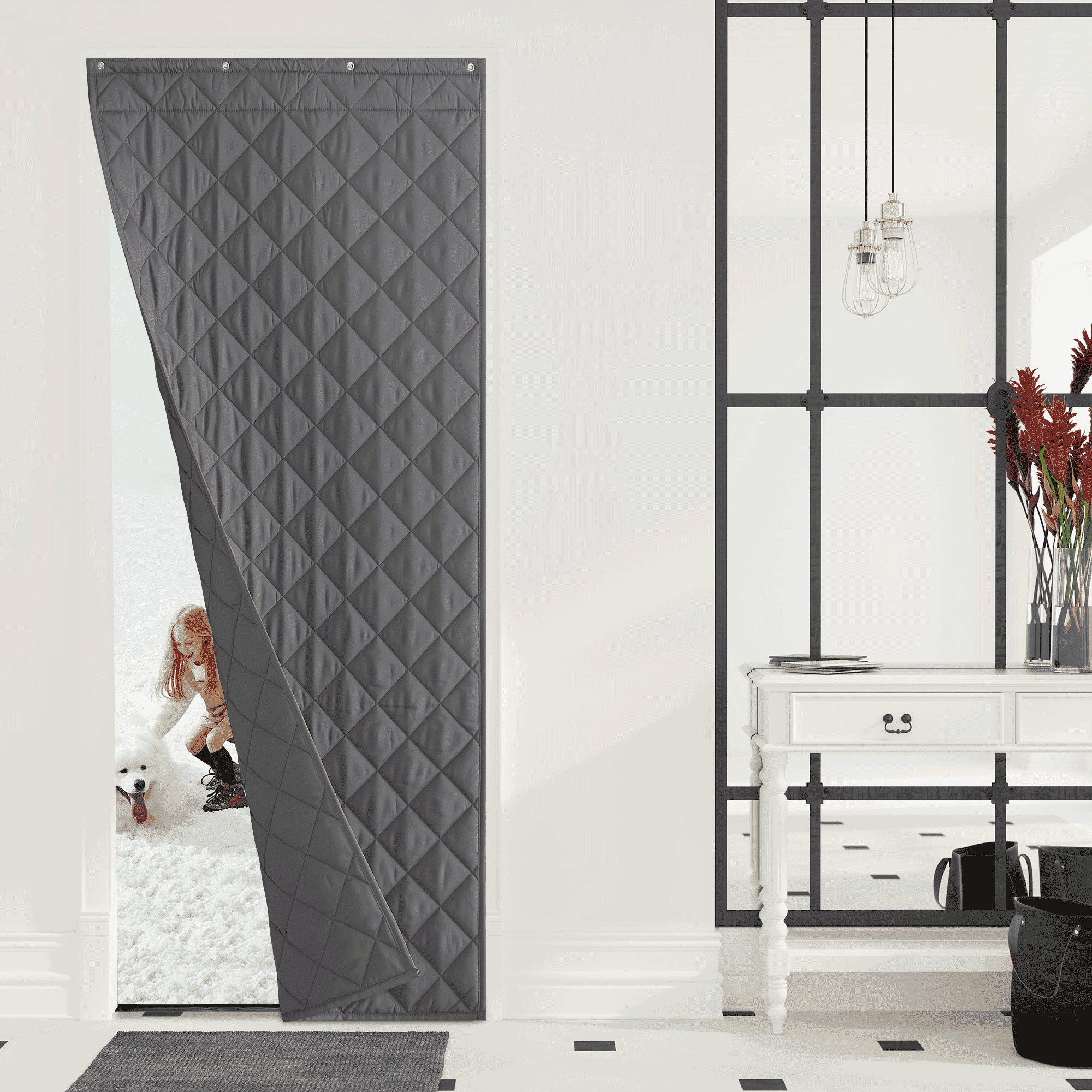 Coodeto Thermal Insulated Door Curtain, Thicken Cotton Door Curtains ...