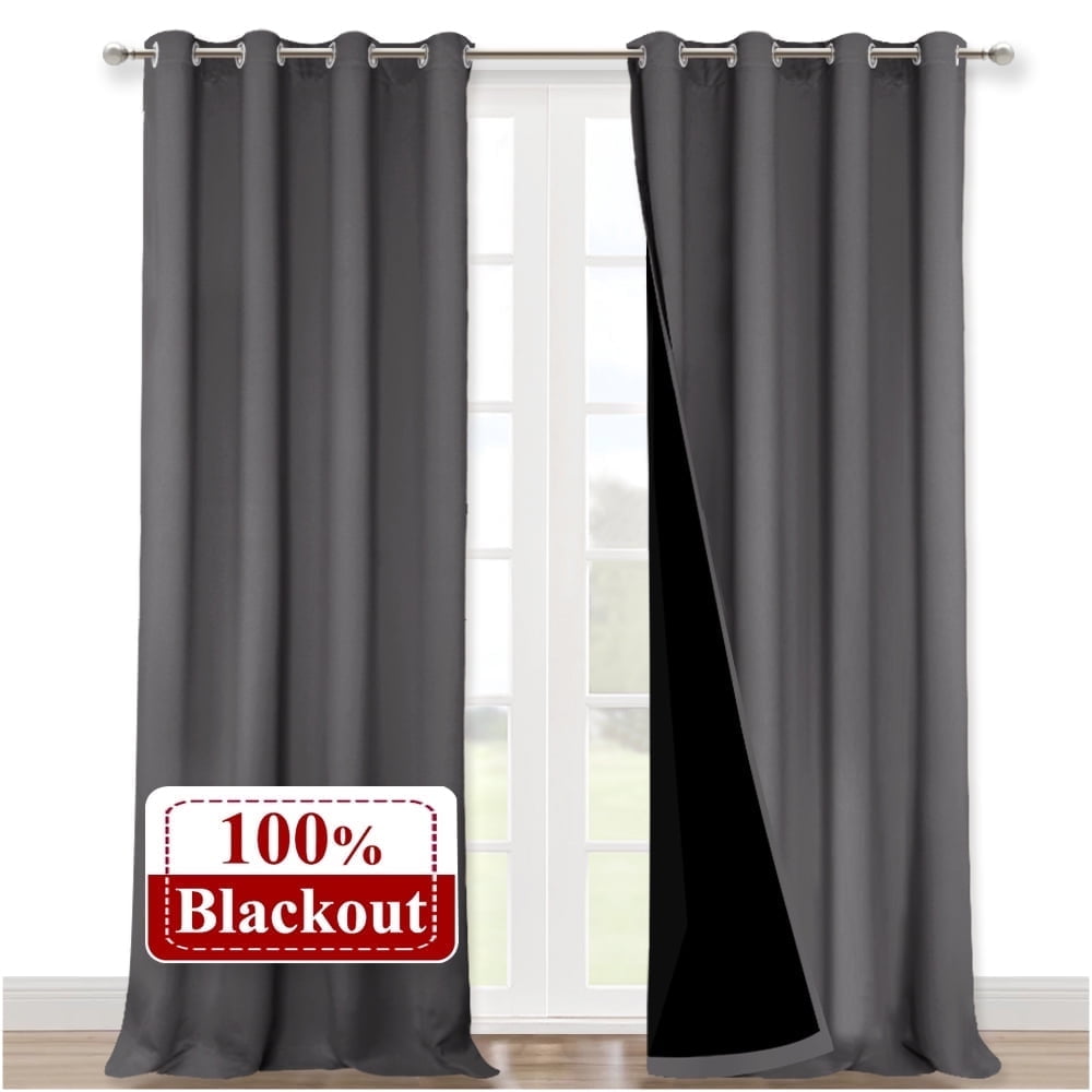 Coodeto Total Shade Curtains and Draperies, Gray, 2 Panels, 52" x 95 ...