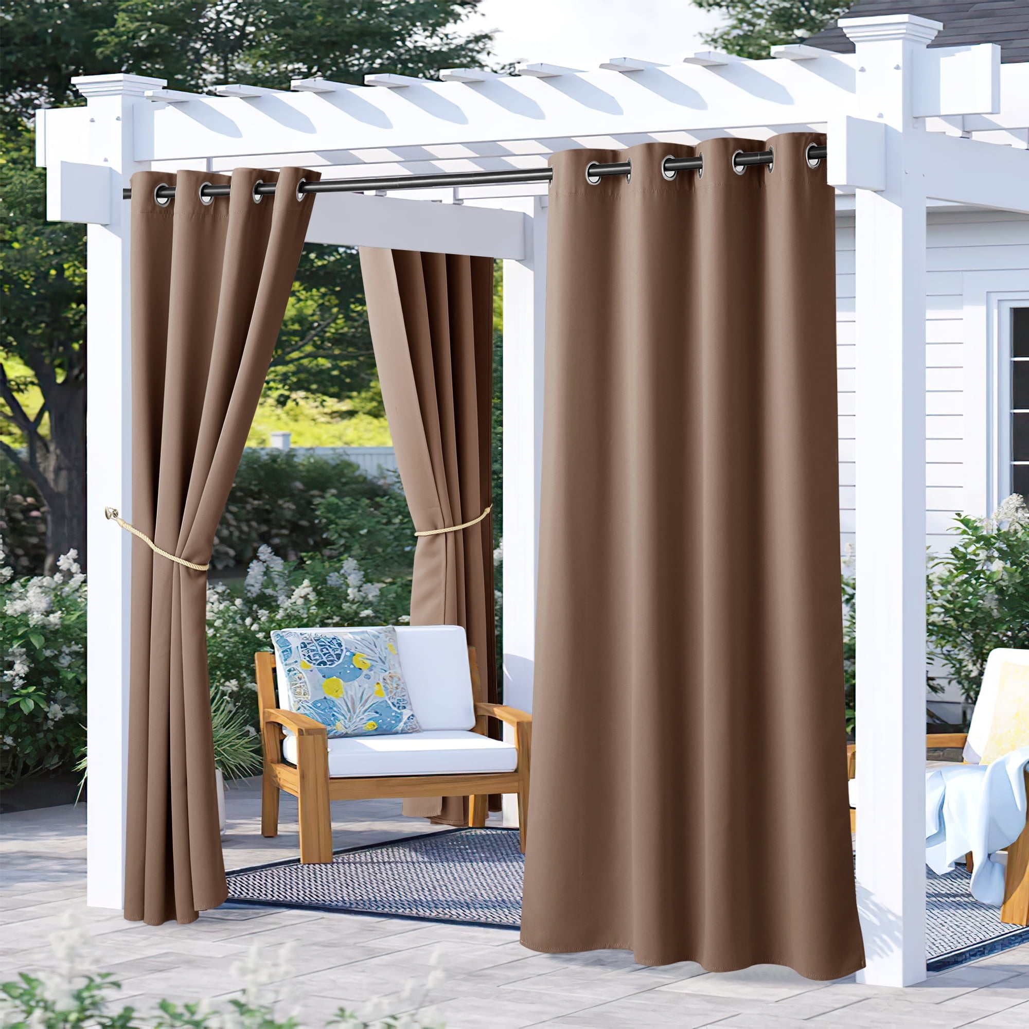 Coodeto Waterproof Outdoor Curtains for Patio Gazebo Pergola Balcony 2 ...