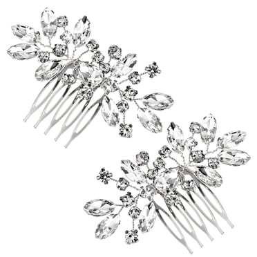 Crystal Bride Wedding Hair Comb Silver Bridal Headpieces Rhinestone ...