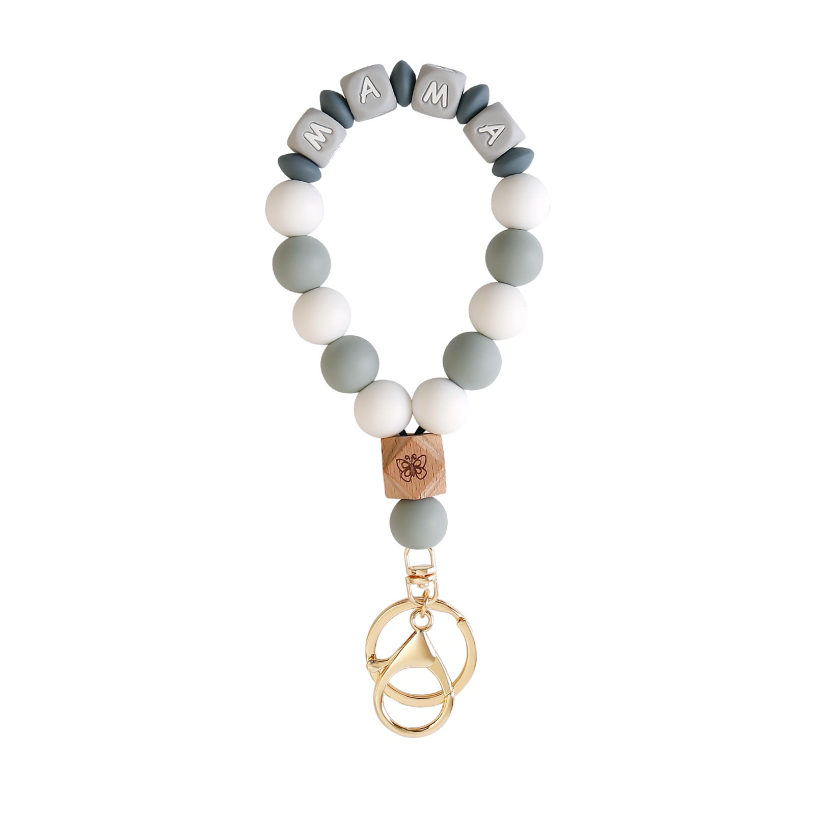 Coofanin Keychains Mother's Day Gift Mama Wooden Silicone Beads Beaded ...