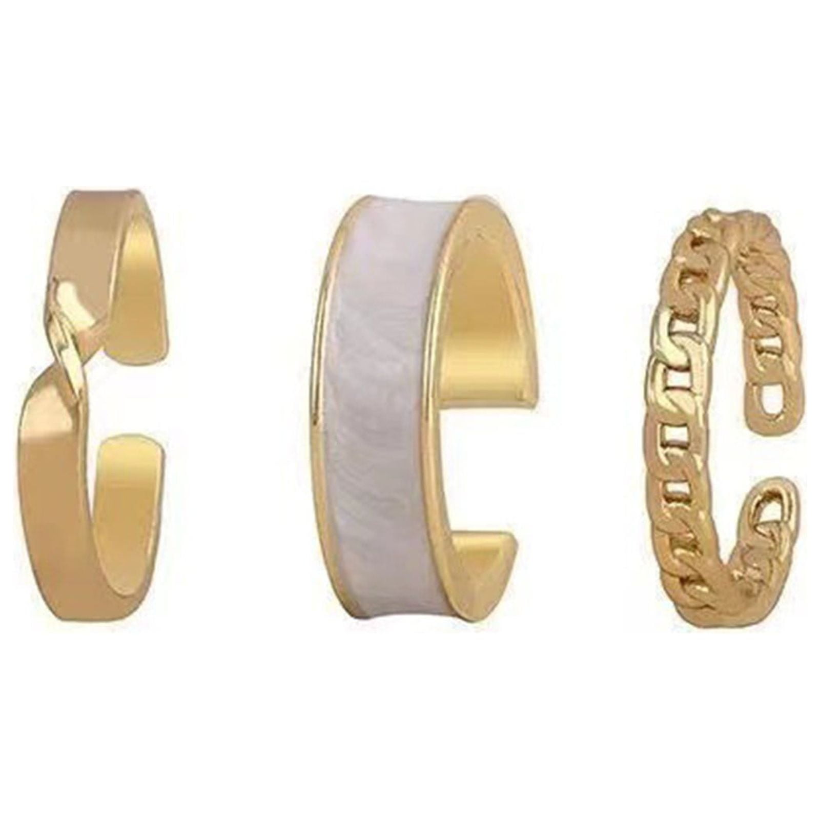 Coofanin Rings Finger Trendy Index Ring Adjustable Plain Three- Suit ...