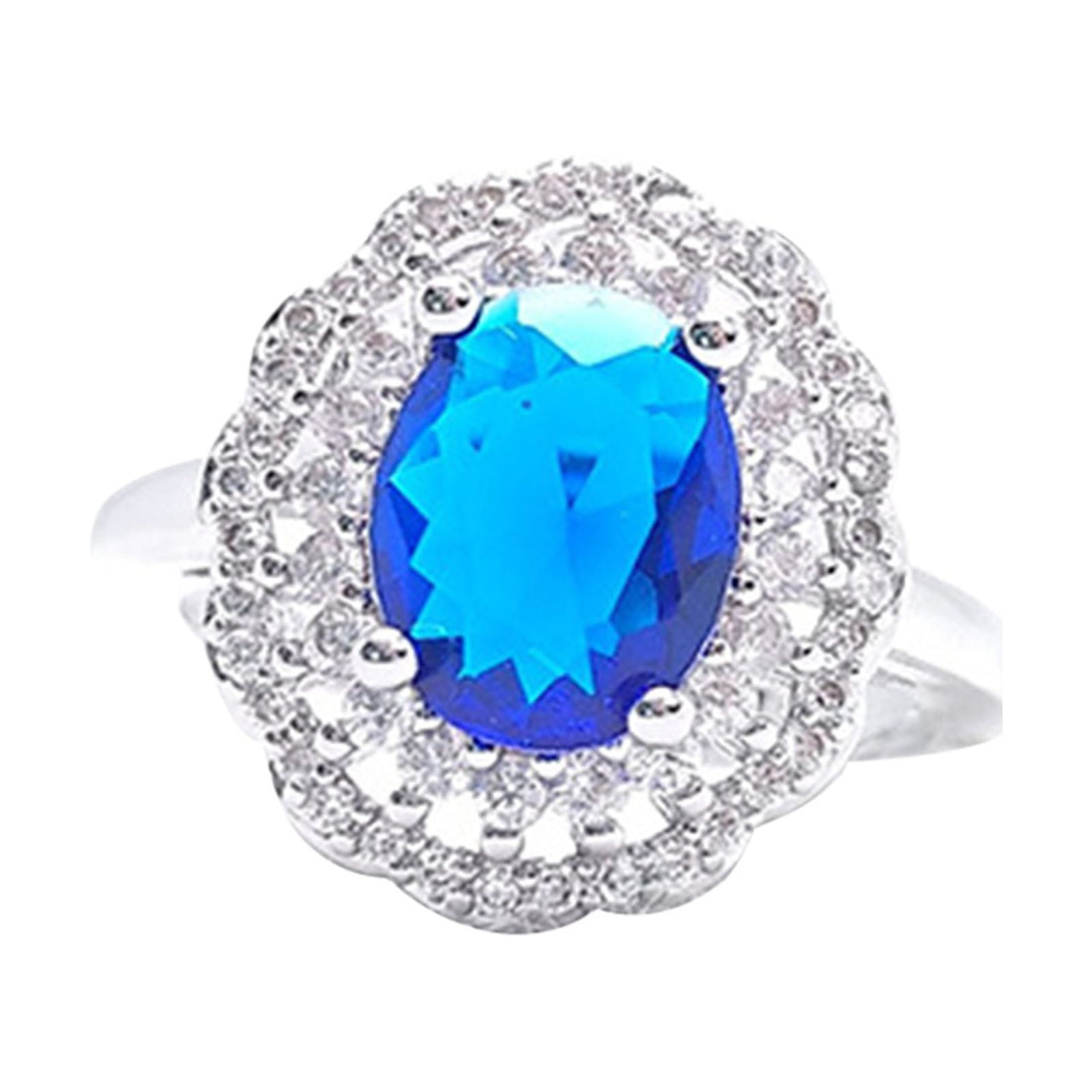 Coofanin Rings Imitation Blue Ring Women's European and American Low ...