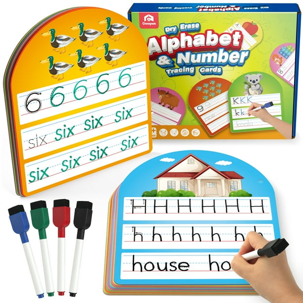 Coogam 36pcs Alphabet Number Practice Cards, Write and Wipe Alphabet ...