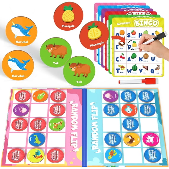 Coogam Alphabet Bingo Sets, ABC Letter Learning Matching Board, Color ...