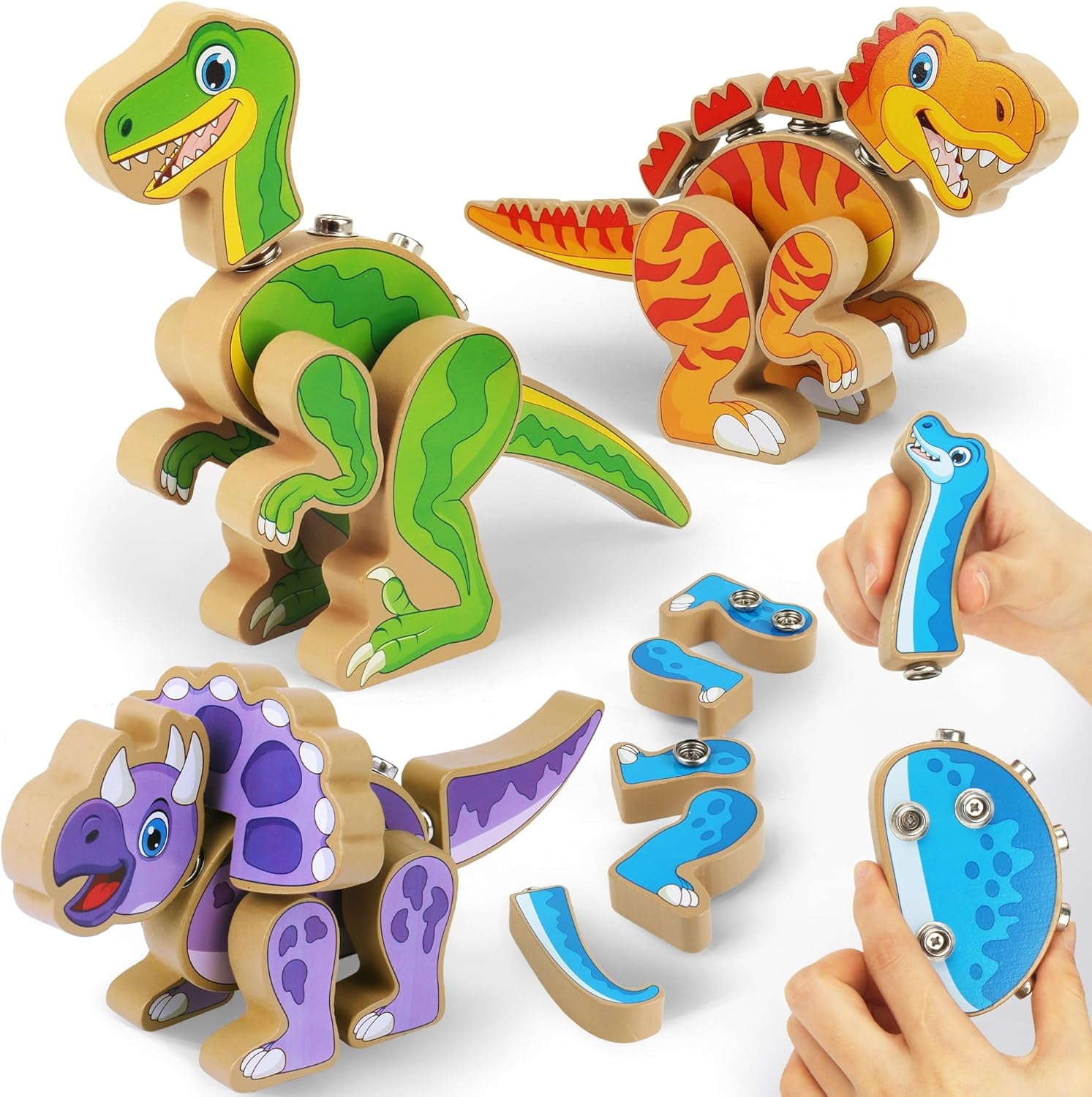 Coogam Build Your Own Dinosaurs Toy, Snap Together Building Dinosaurs ...