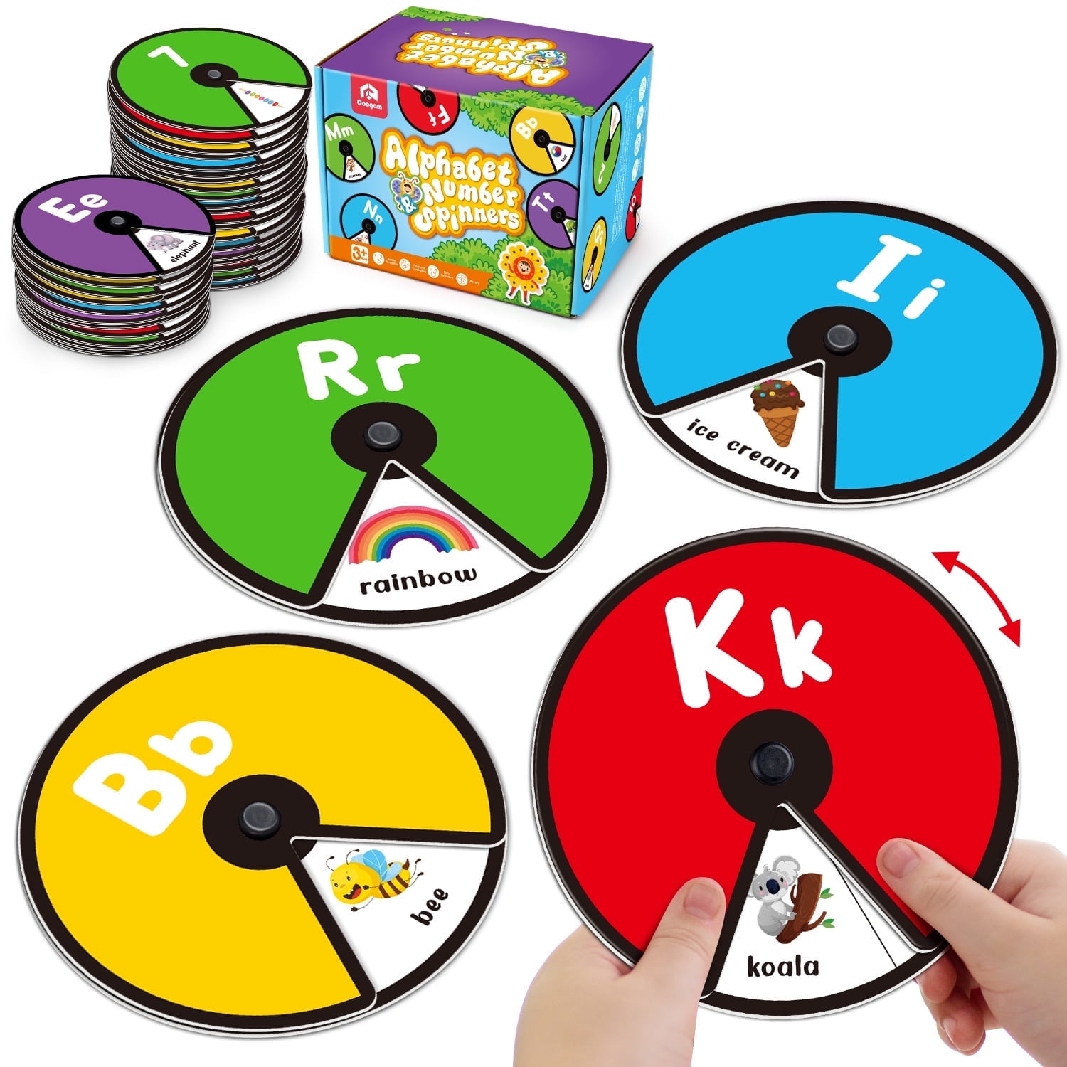 Coogam Interactive Alphabet Spinning Card for Toddler, ABC Letters ...