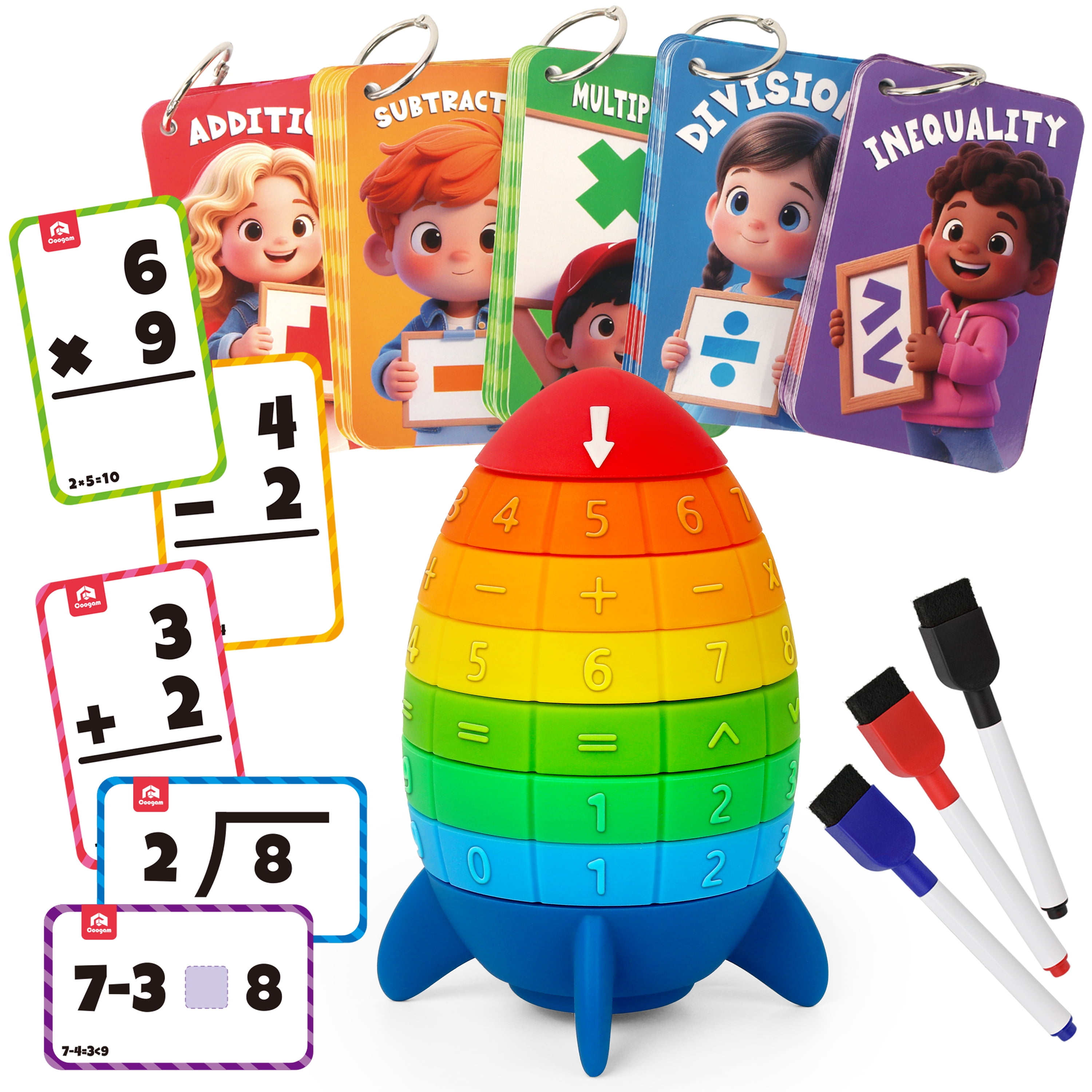 Coogam Math Manipulative Spinning Rocket Toys, Arithmetic Learning ...