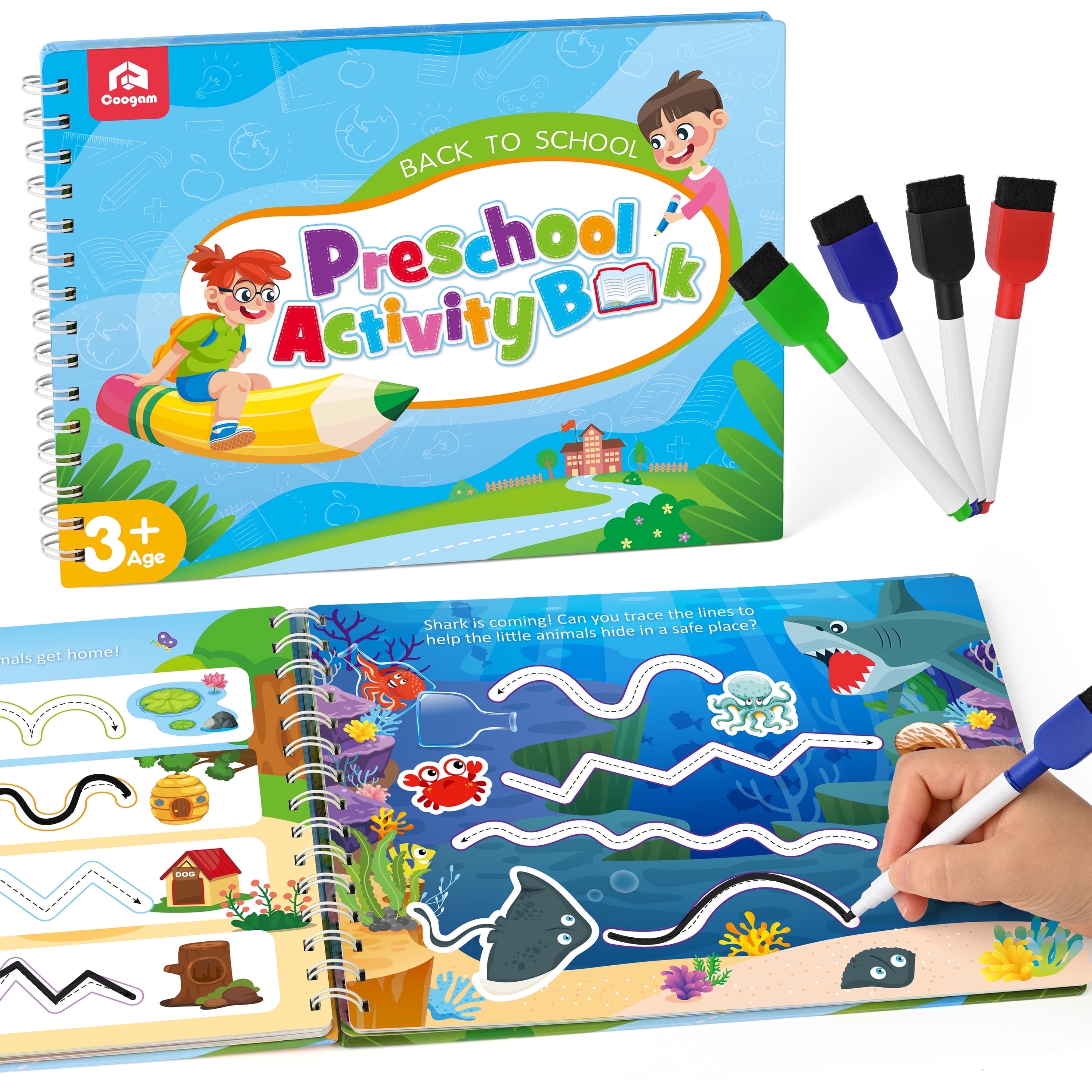 Coogam Pencil Tracing Workbook: ABCs & Numbers, Fine Motor Educational ...