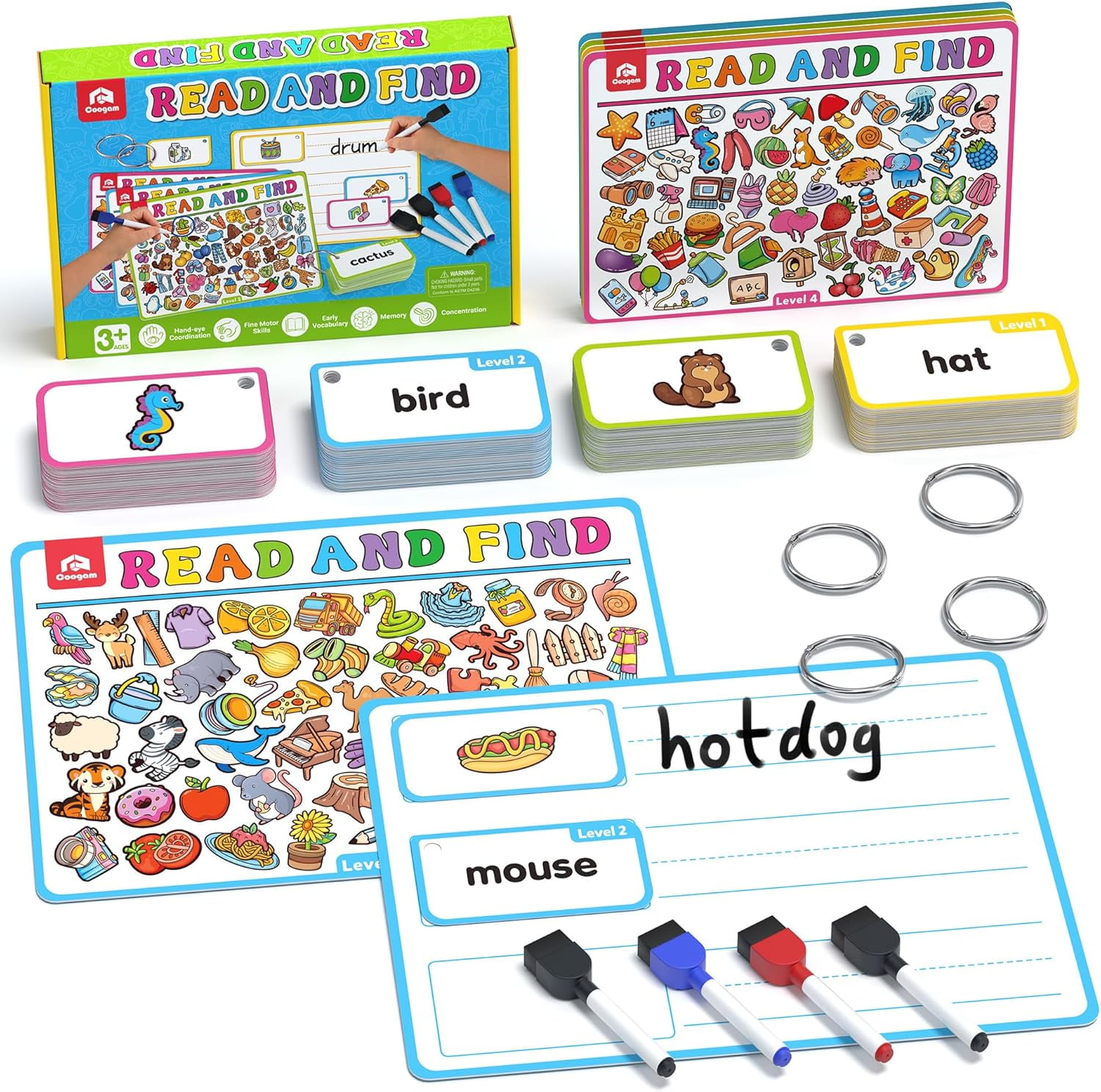 Coogam Seek-And-Find Activity Cards for 3 Years Old, Outdoor Montessori ...