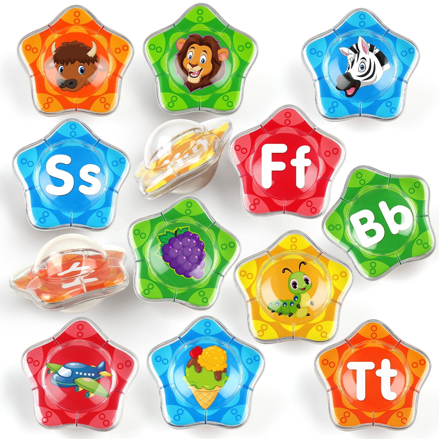 Coogam Starfish Floating Bath Toys, 26pcs Bathtub Alphabet Letters Set ...