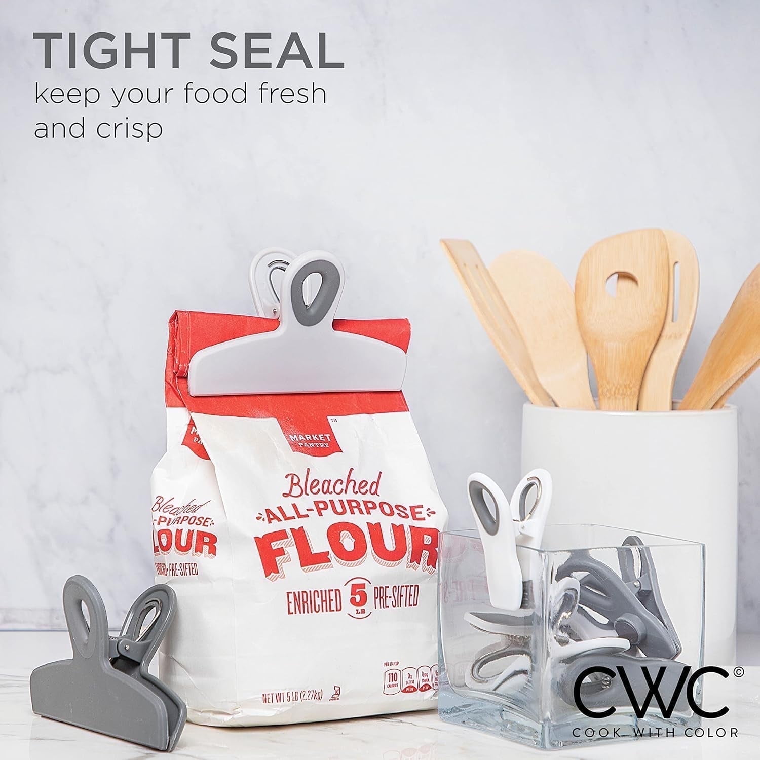COOK WITH COLOR Set of Eight Bag Clips, 2 Large Heavy Duty Chip Clip ...