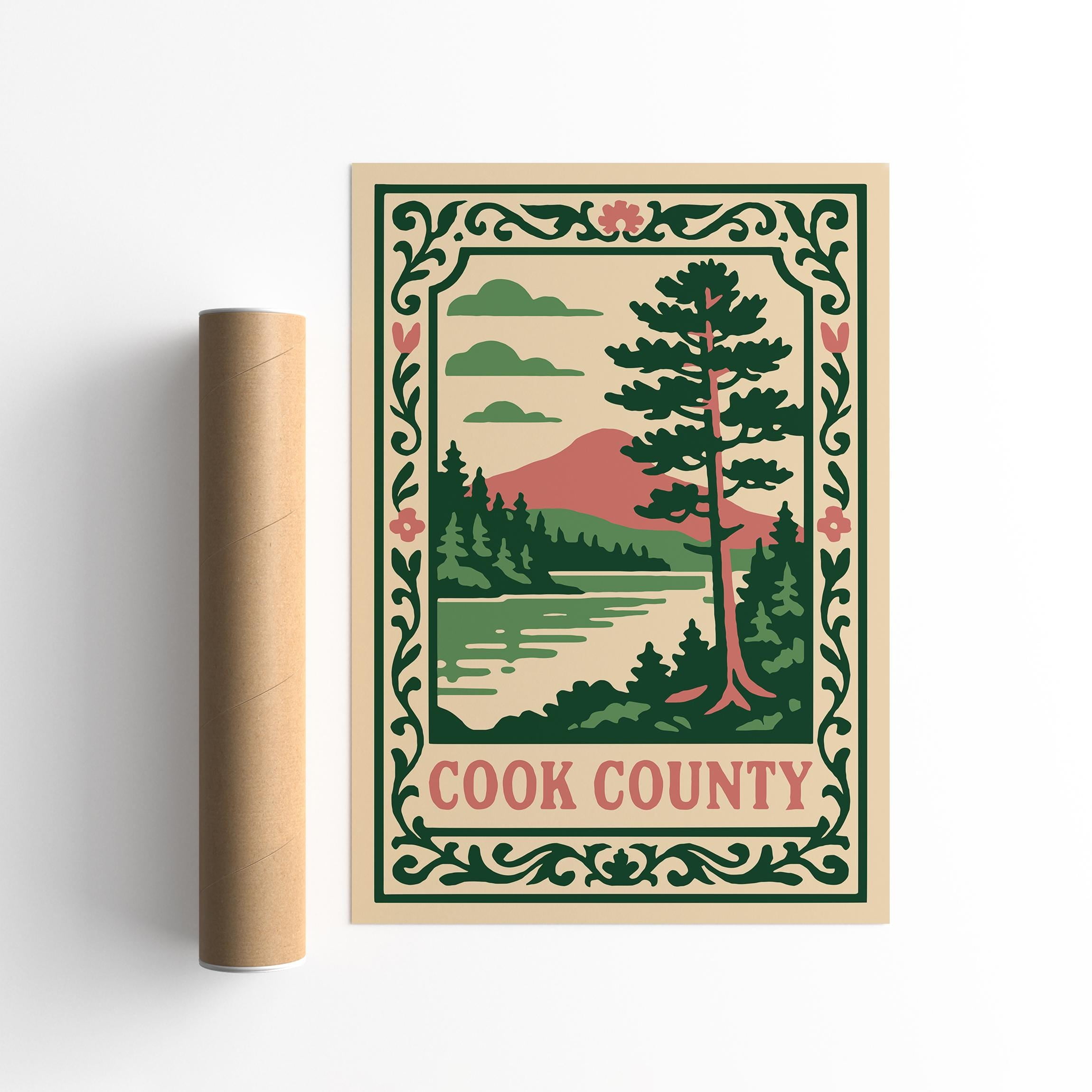 Cook County Illinois Art Print: Vintage Style Midwest Travel Poster ...