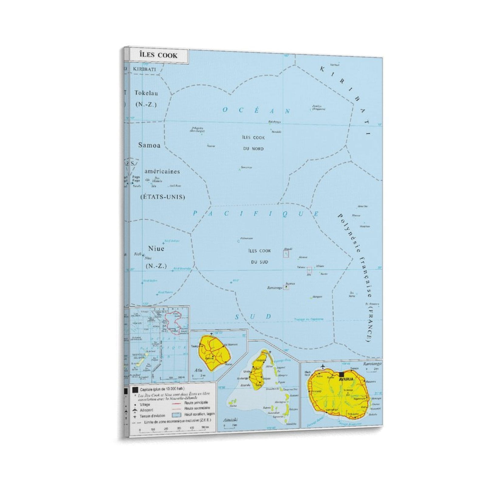 Cook-Islands Map Posters Painting On Canvas Wall Art Poster Scroll ...