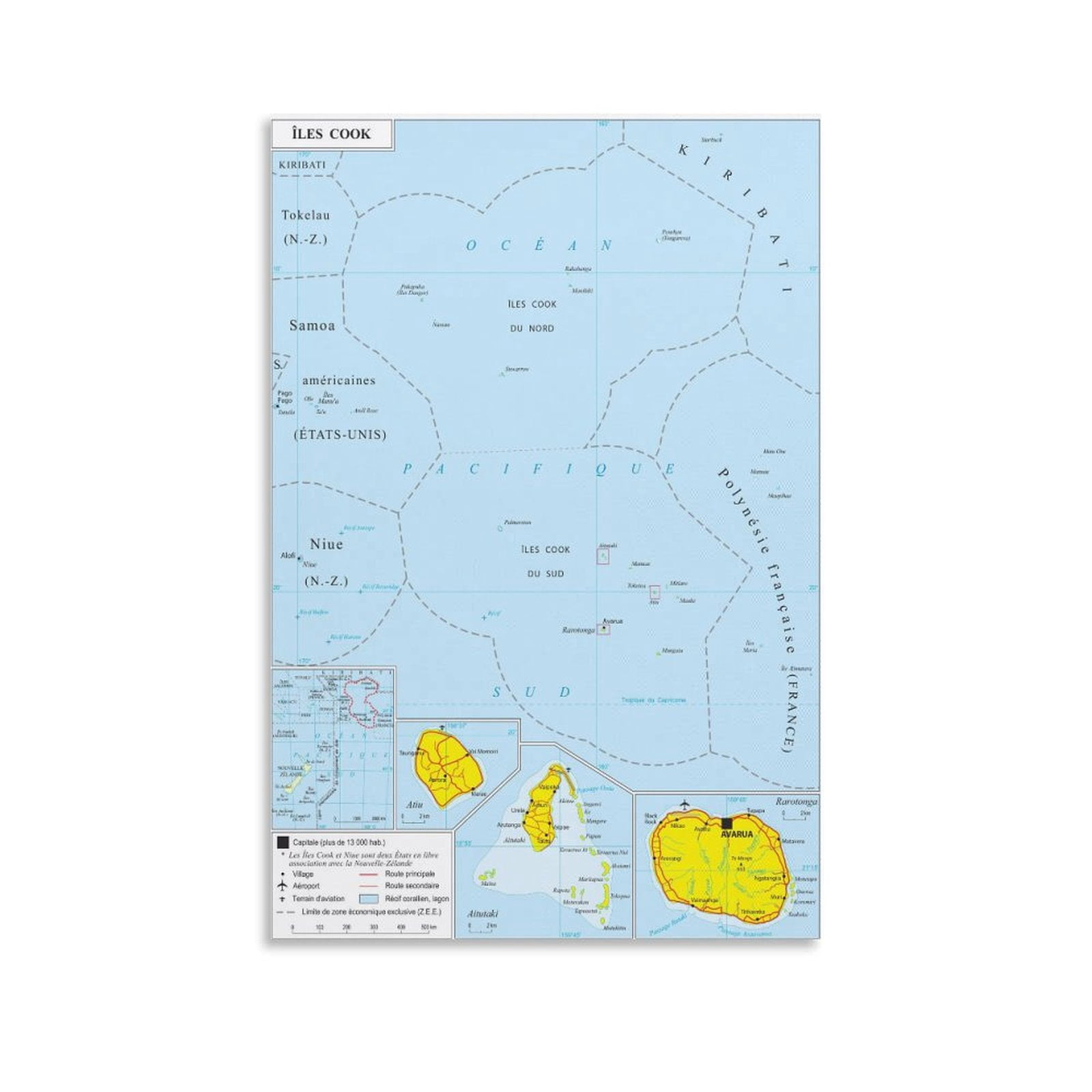Cook-Islands Map Posters Poster Cool Artworks Painting Wall Art Canvas ...
