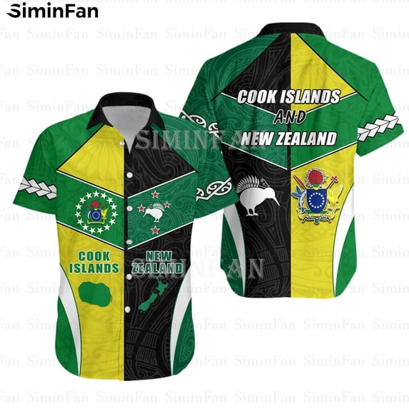 Cook Islands New Zealand 3D Full Printed Men Hawaiian Shirt Baseball ...