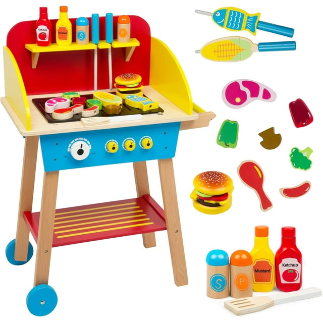 Free Shipping! Cook 'N Grill Wood Toy BBQ Set - Includes Pretend Play ...