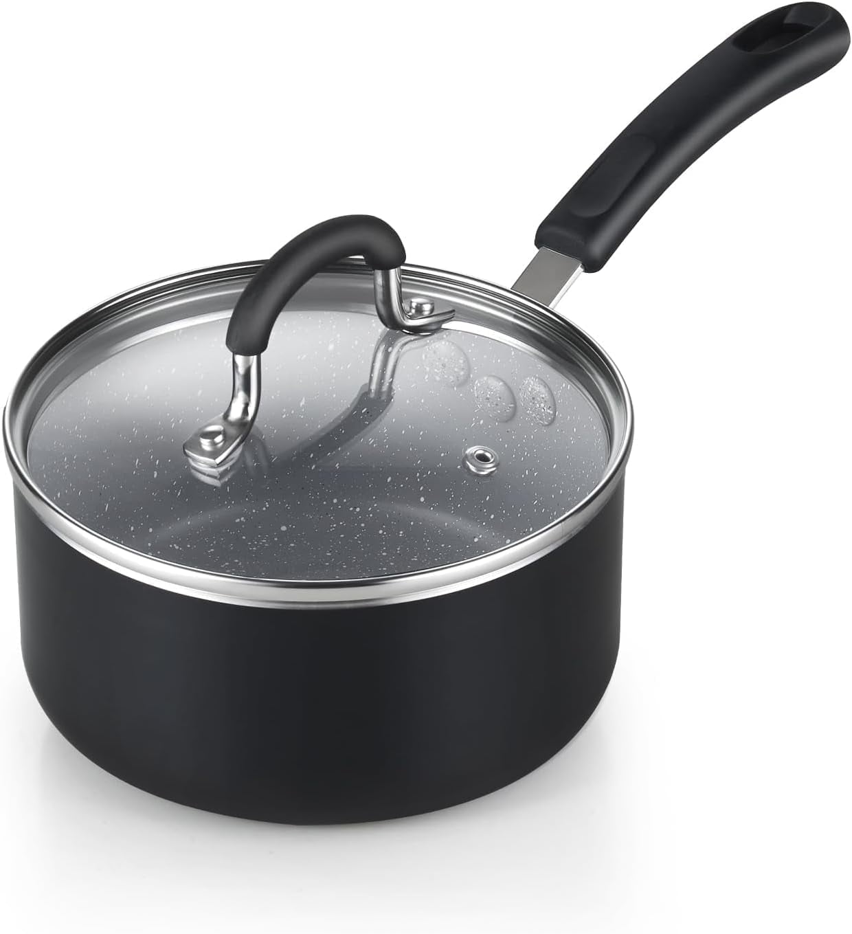 Cook N Home 1-Quart Nonstick Sauce Pan with Lid, Professional Granite ...