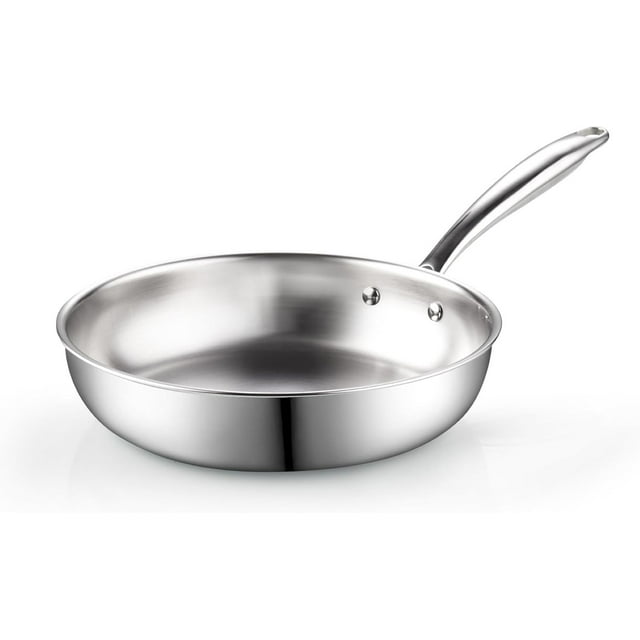Cook N Home 12-inch Stainless Steel Frying Pan, Tri-Ply Clad 18/10 ...