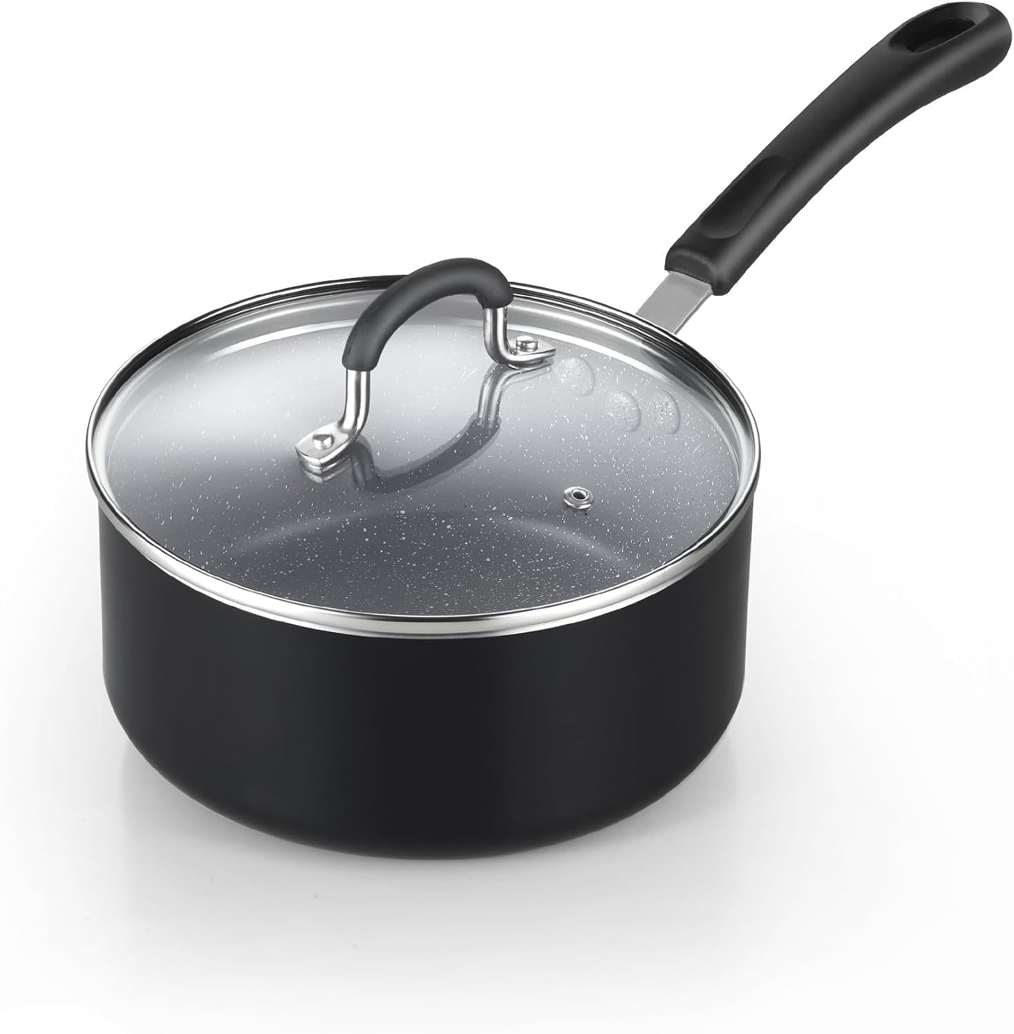 Cook N Home 2-Quart Nonstick Sauce Pan with Lid, Professional Granite ...