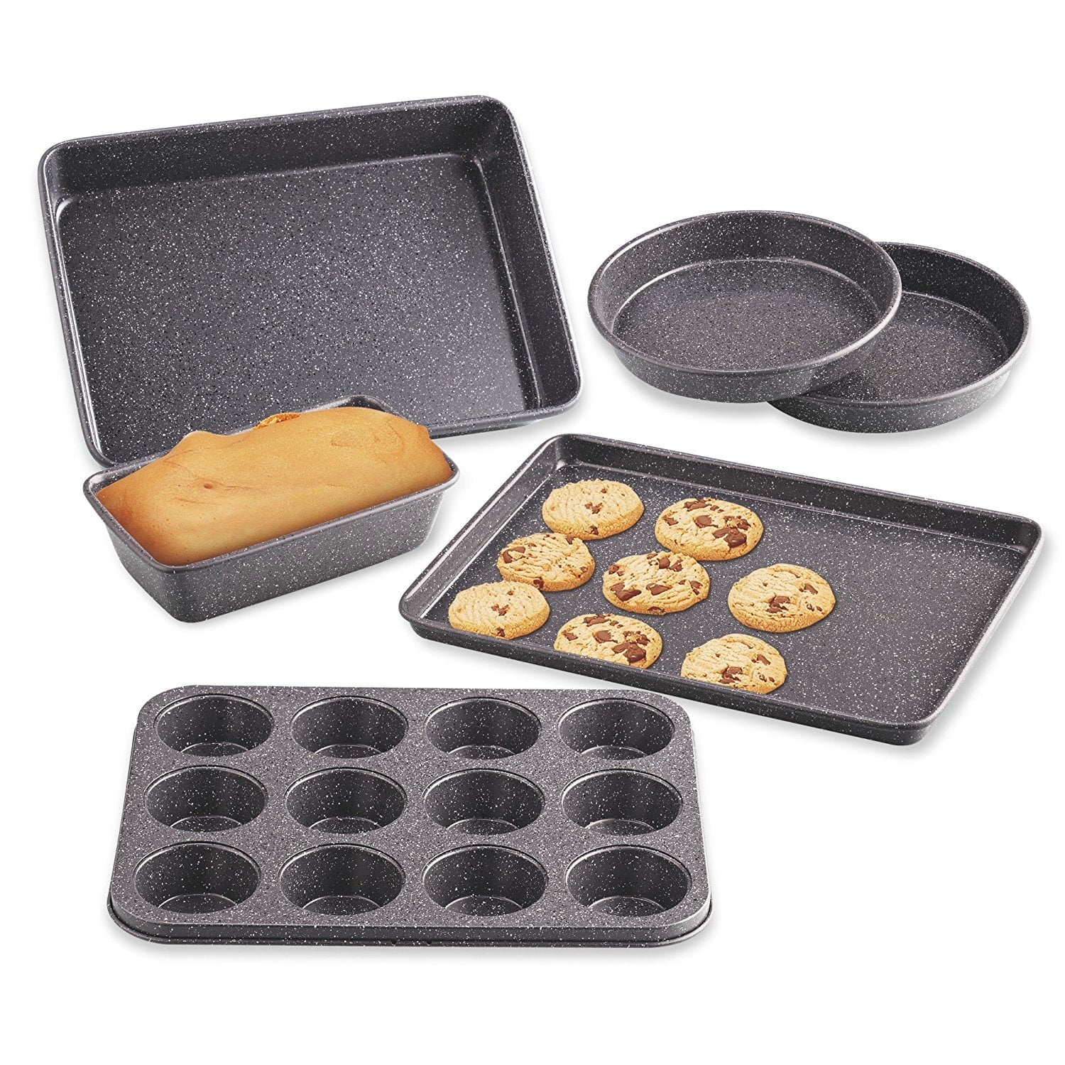 Cook N Home Non-Toxic 6-Piece Heavy Gauge Bakeware Set, Cake/Cookie ...