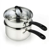 Cook N Home Double Boiler Pan, Stainless Steel, 2-Quart, with Glass Lid ...