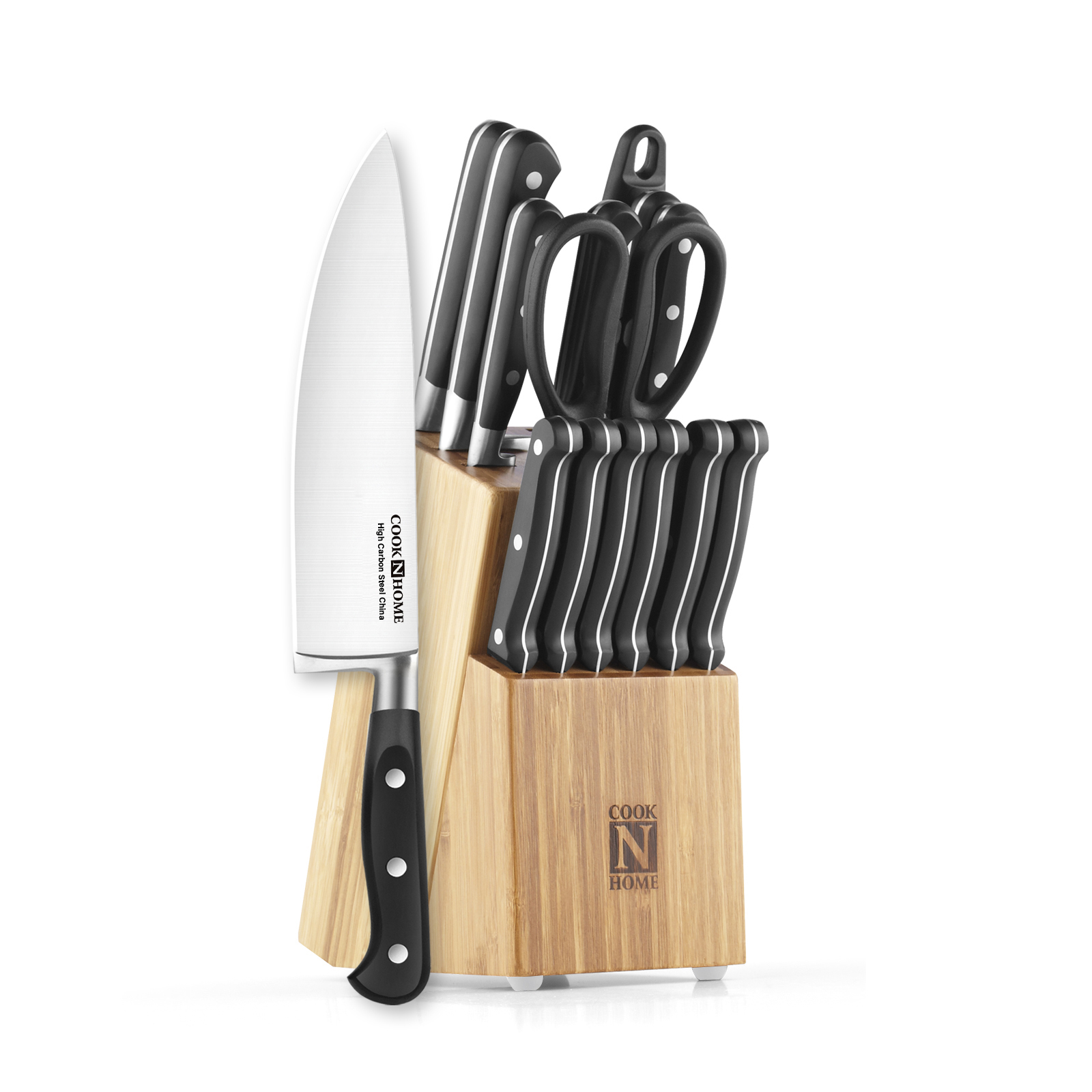 Home Basics 15-Piece Knife Set with Wood Block - Walmart.com