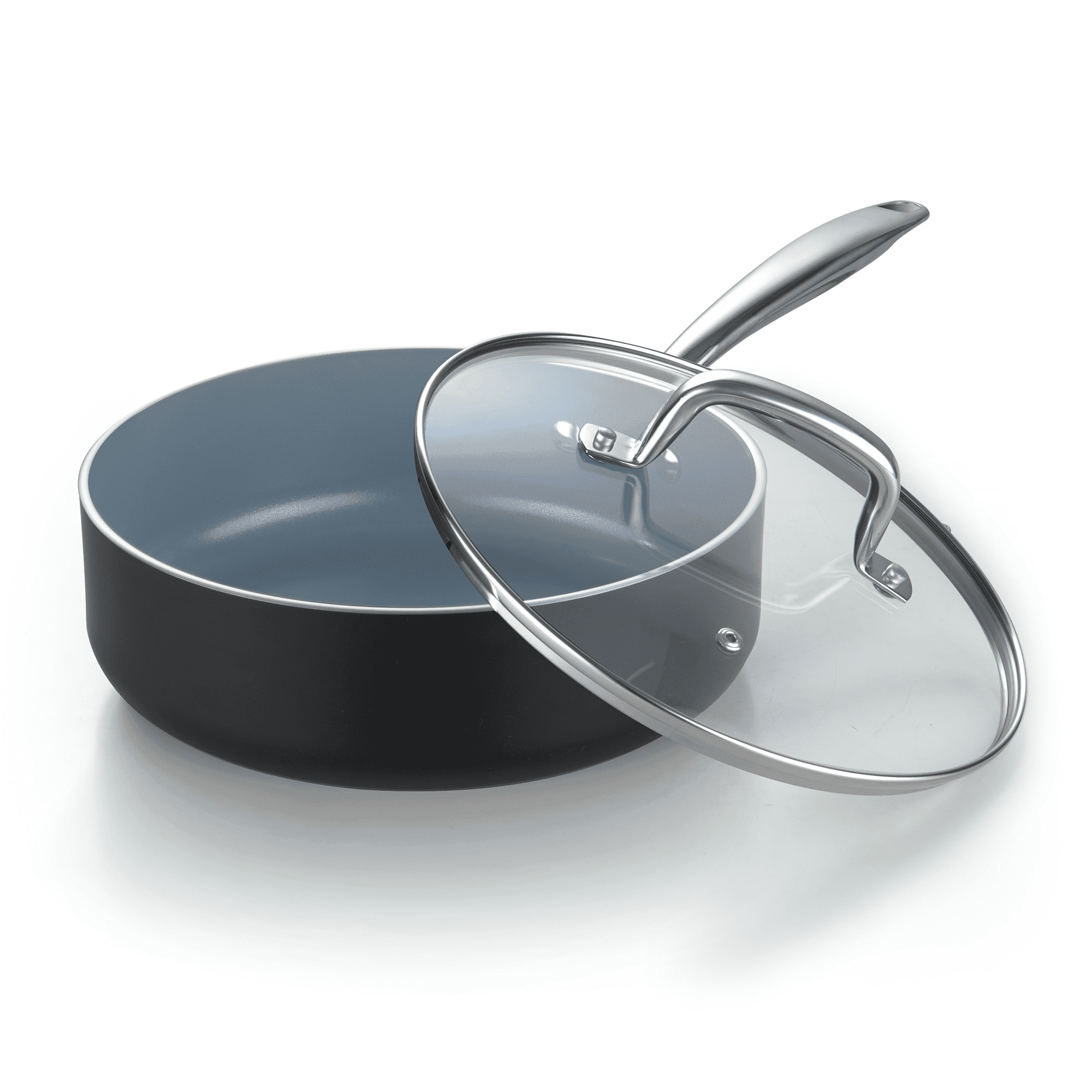 Cook N Home Nonstick Ceramic 3.5-QT Deep Saute Pan with Lid, 9.5-inch ...