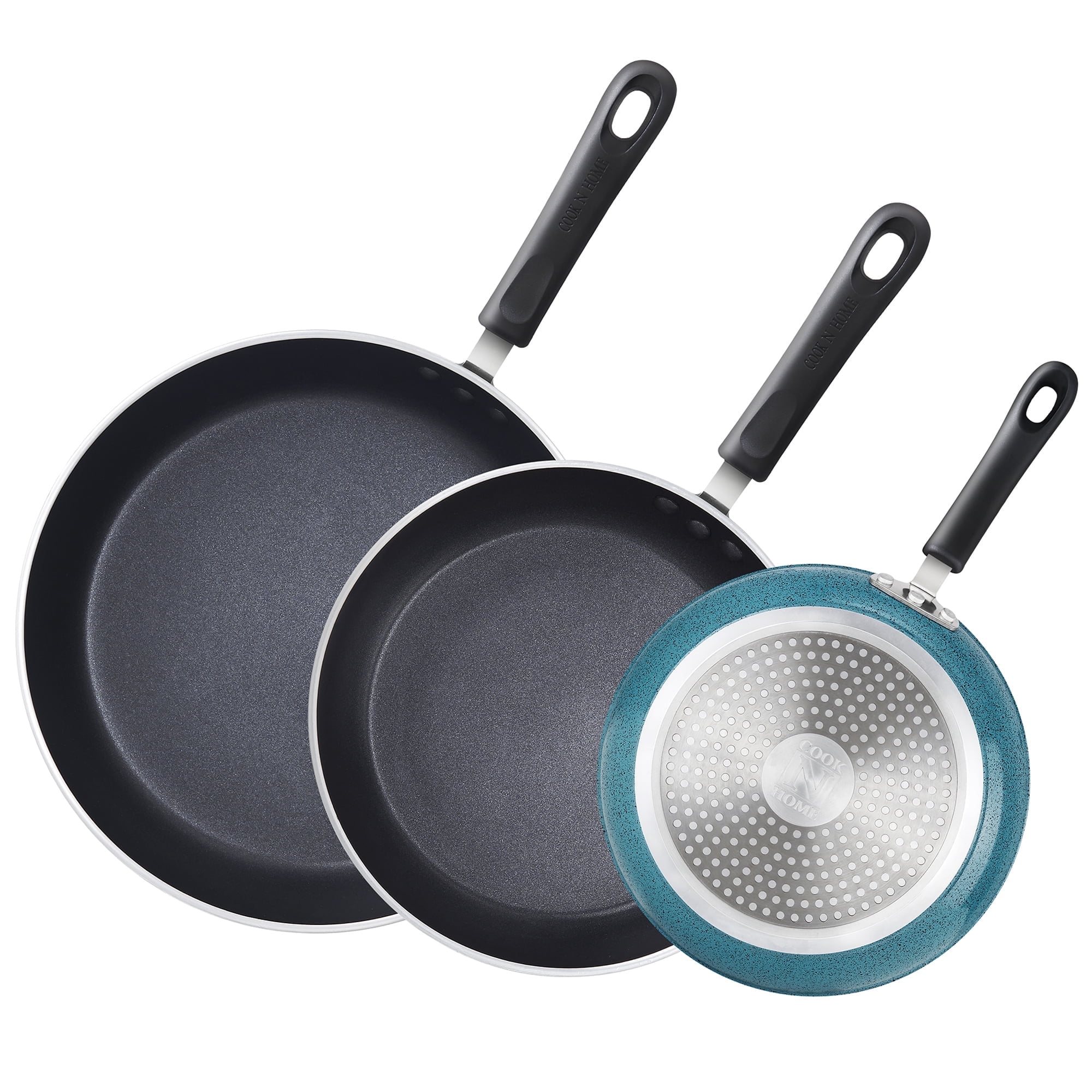 Cook N Home 02613 8, 9.5, and 12-Inch Nonstick Saute Omelet Skillet 3 ...