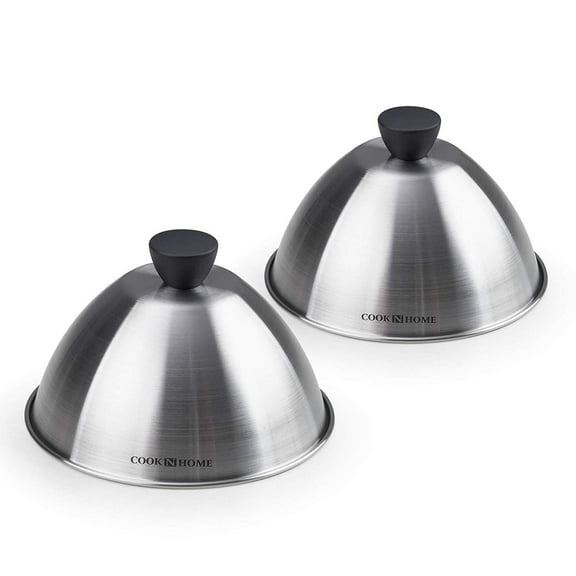 2Pcs Round Basting Cover Cheese Melting Dome Wok Lids Stainless Steel ...
