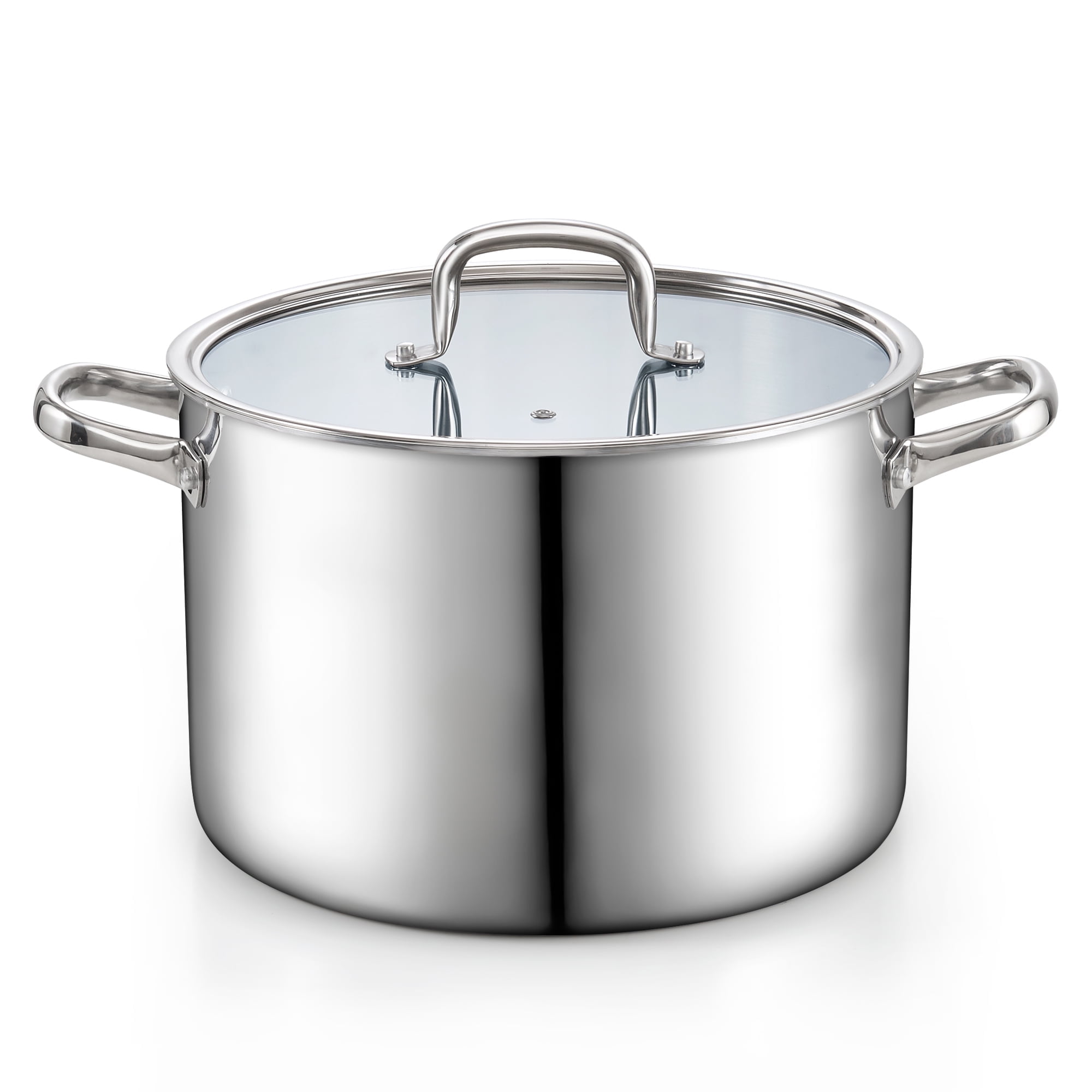 Cook N Home Stainless Steel Stockpot with Lid 12 Quart, Tri-Ply Clad ...