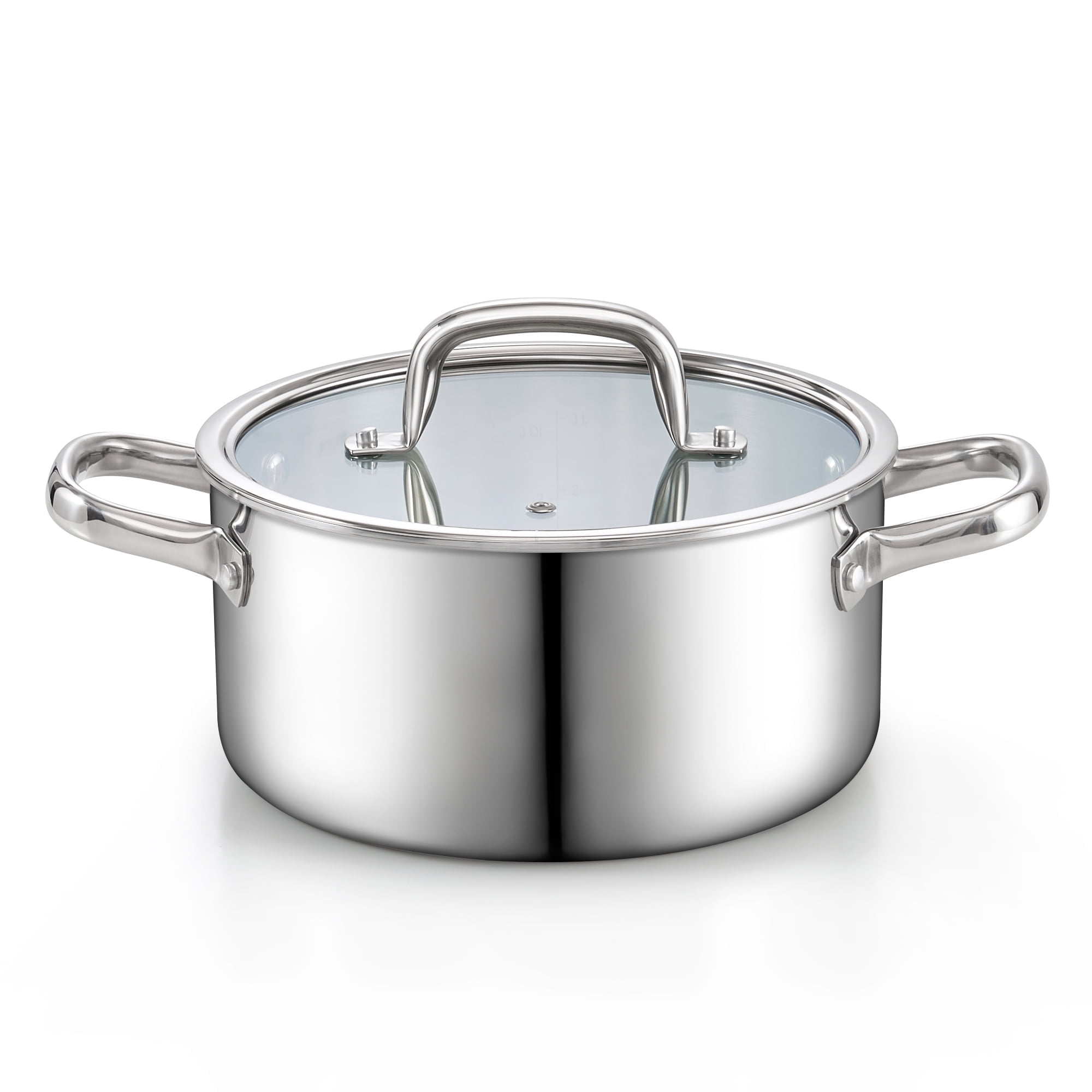 Cook N Home Stainless Steel Stockpot with Lid 4 Quart, Tri-Ply Clad ...