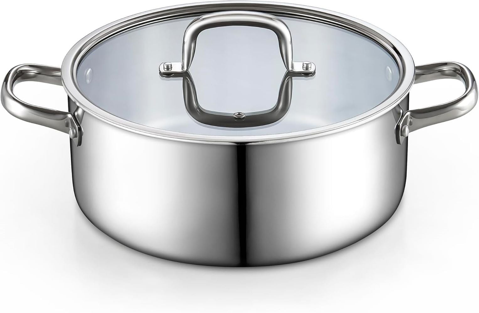 Cook N Home Stainless Steel Stockpot with Lid 7 Quart, Tri-Ply Clad ...
