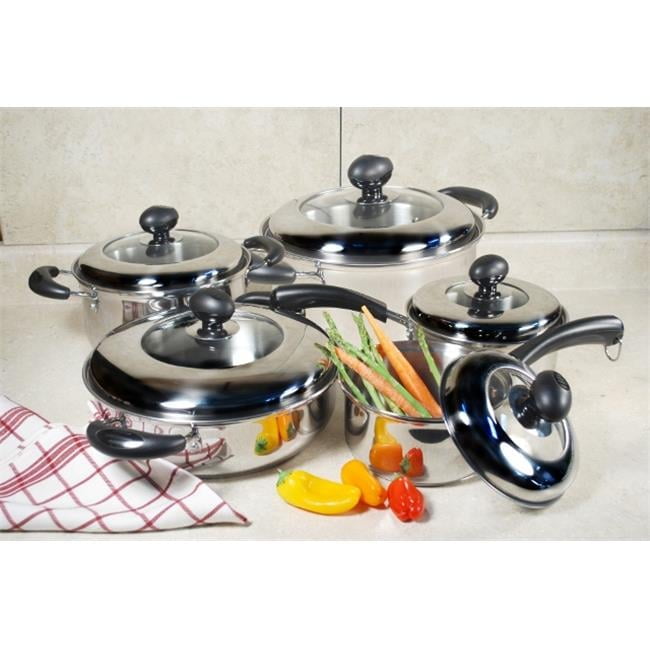 Cook Pro 10 PC Stainless Cookware Set with Stainless and Glass Combo ...