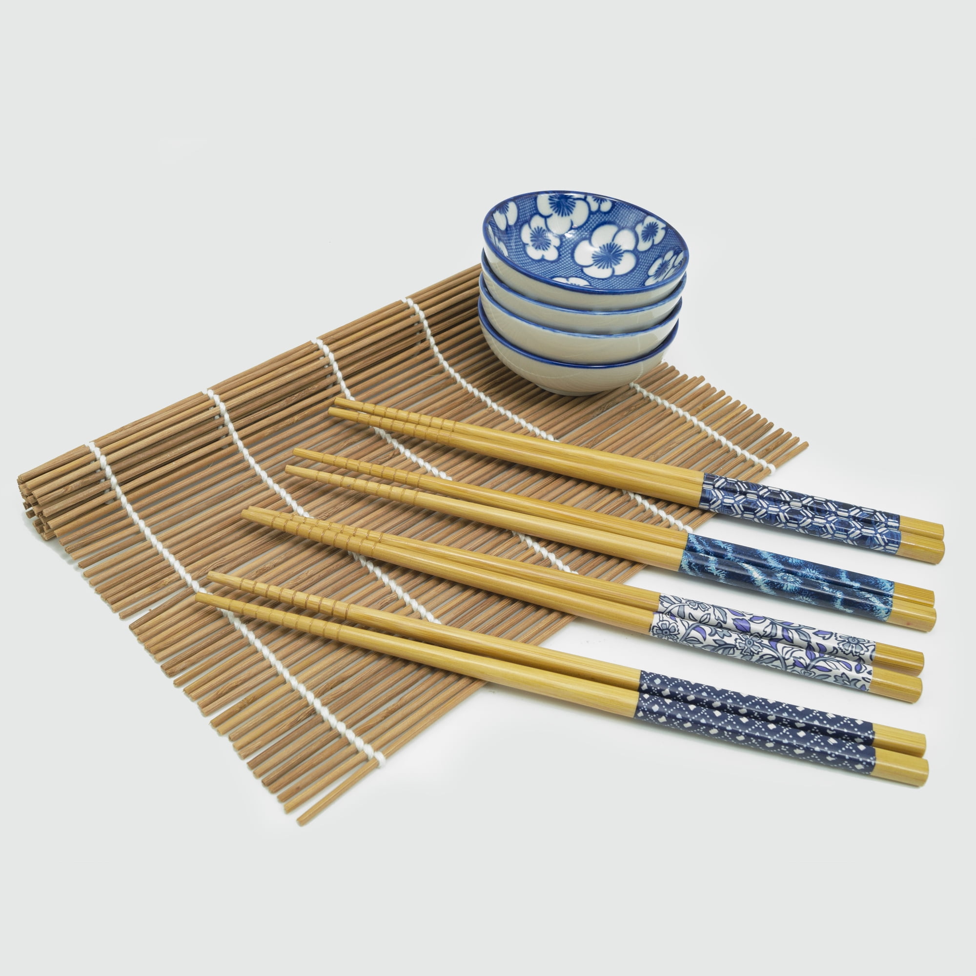 Cook Pro - 13 Pc Multicolored Bamboo Chopstick Set W/ Sauce Dishes ...