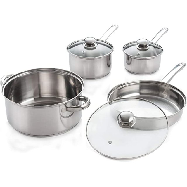 Cook Pro 7-Piece Stainless Steel Cookware Set with Encapsulated Base ...