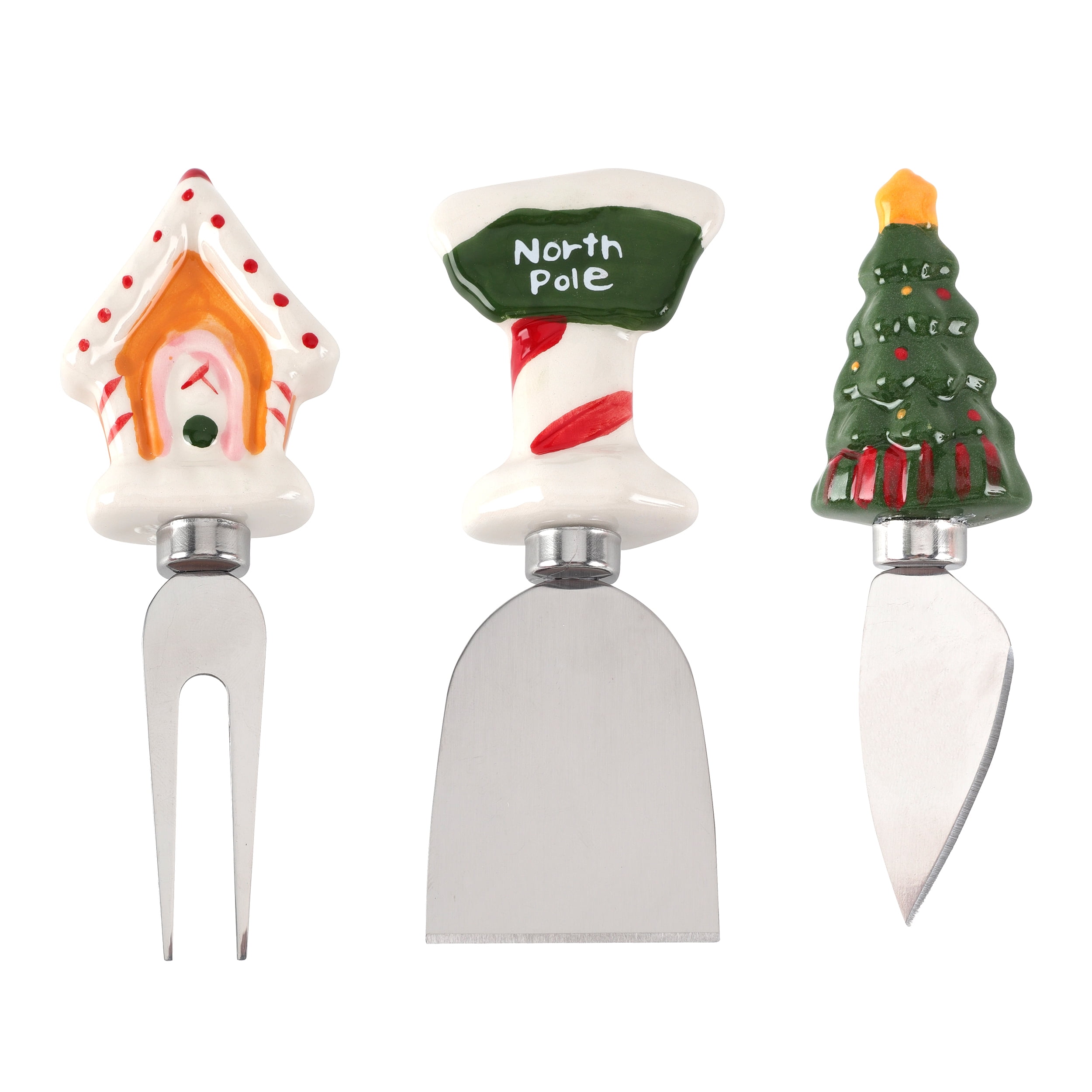 COOK WITH COLOR 3pc Cheese Knife Set with Figural Ceramic Handles ...