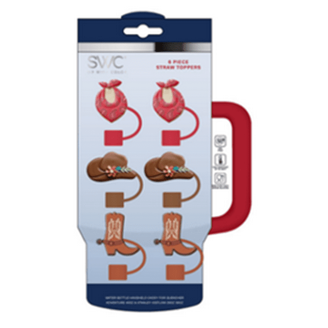 COOK WITH COLOR 6 Piece Texas Attire Silicone Straw Toppers Dustproof ...