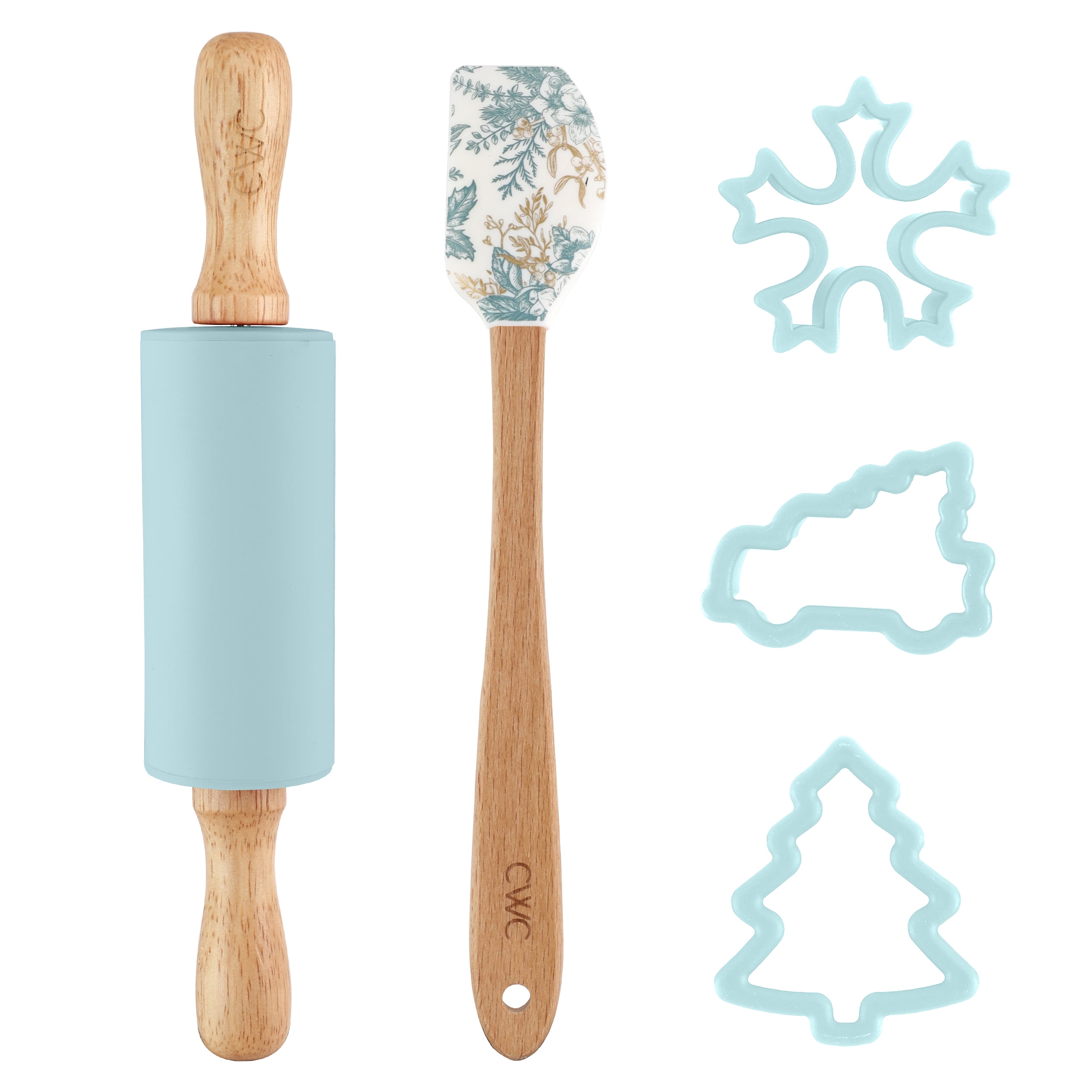 Cook With Color Blue 5pc mini silicone spatula, rolling pin, and 3pc ...