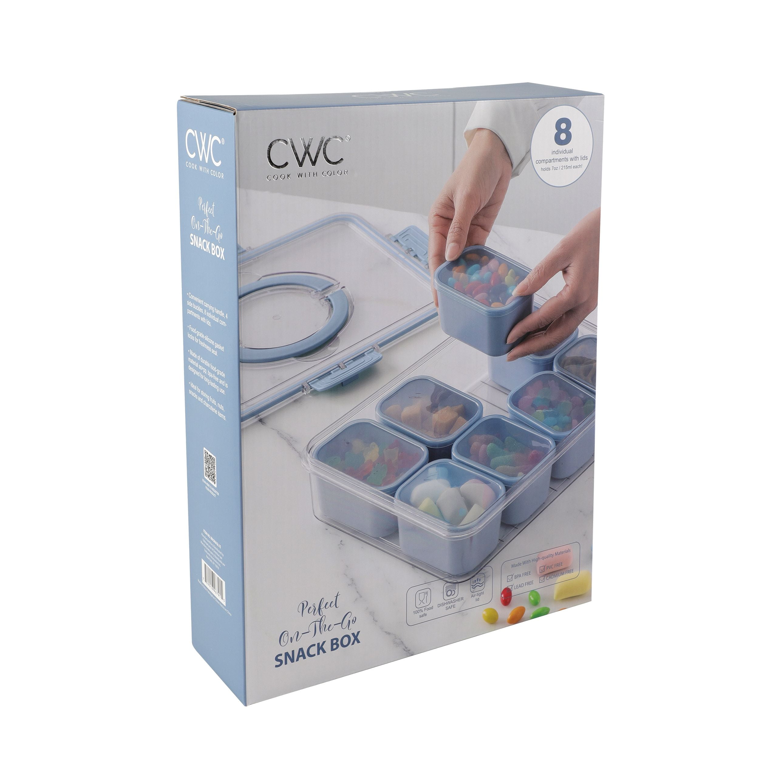 Cook With Color Blue 8 compartment snackle box, charcuterie container ...