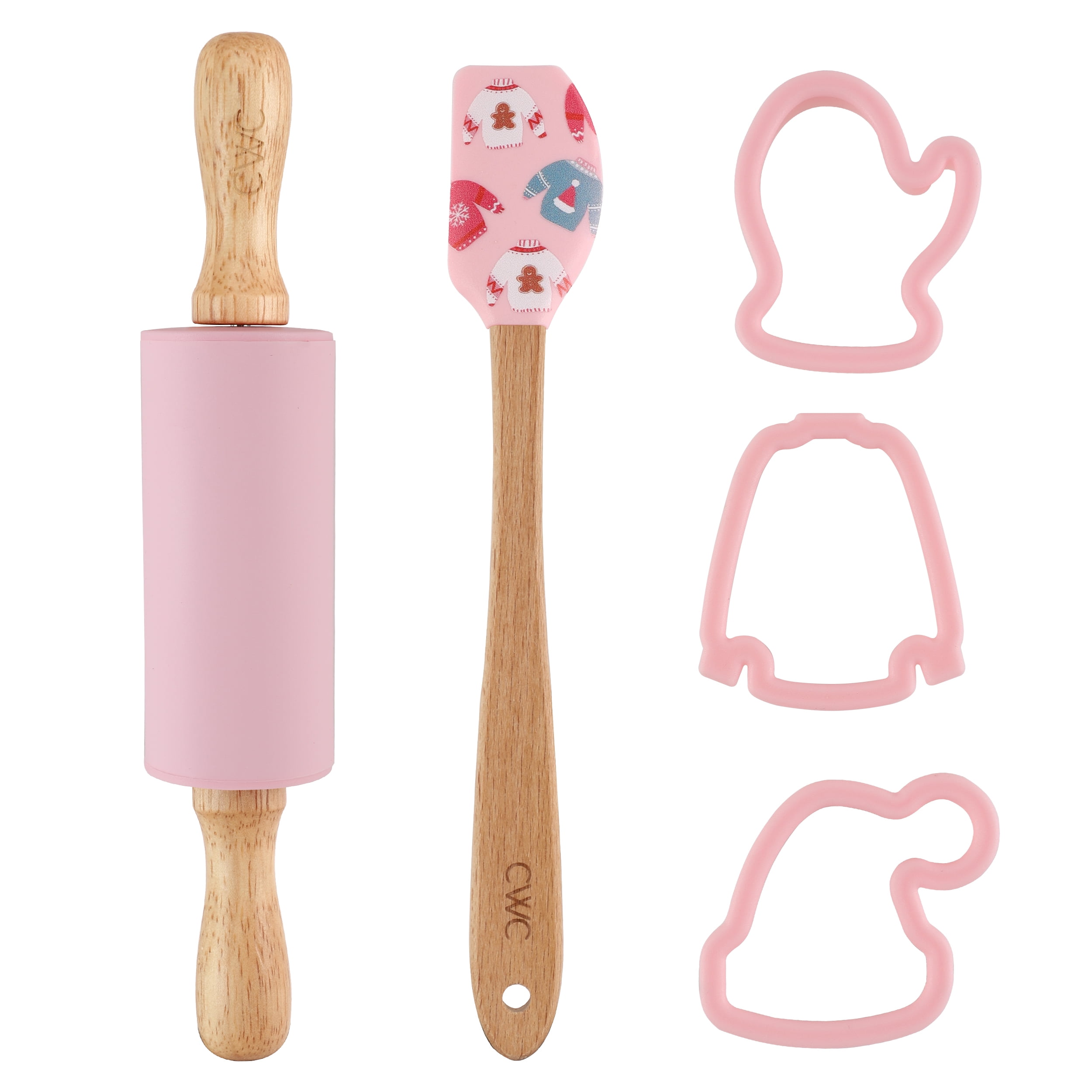Cook With Color Pink 5pc mini silicone spatula, rolling pin, and 3pc ...