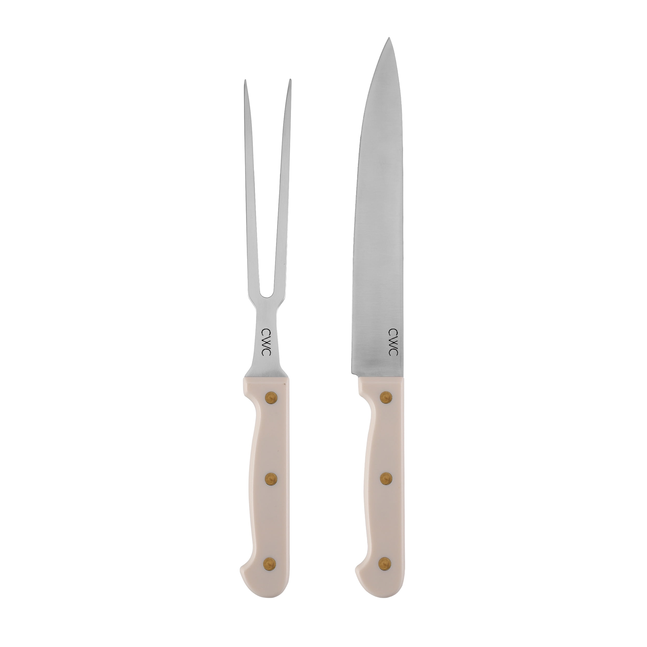 COOK WITH COLOR Cream Meat Carving Set - Stainless Steel Knife and Fork ...
