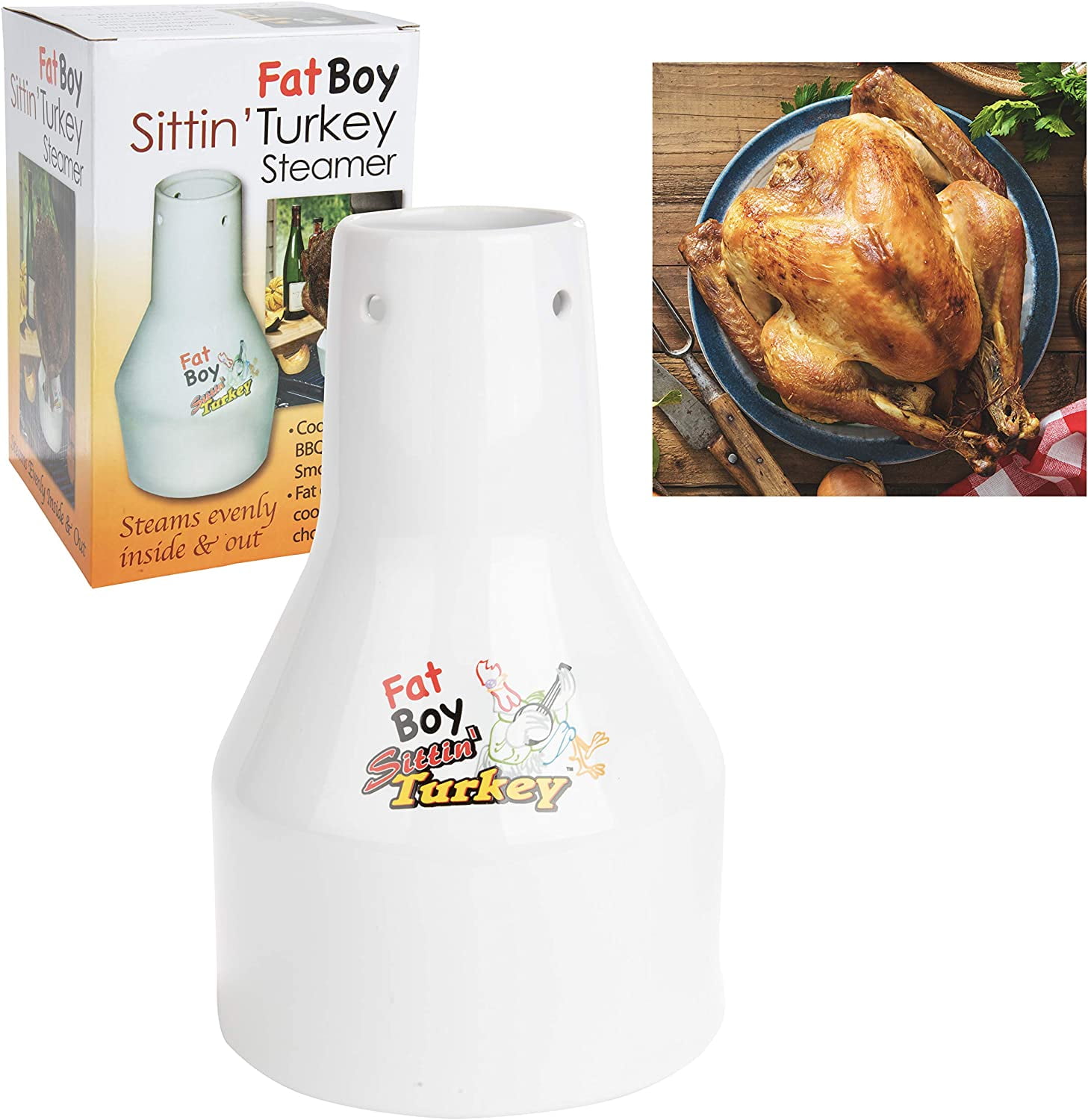 Cook's Choice Sittin' Turkey Ceramic Beer Can Roaster & Steamer- Cooks ...