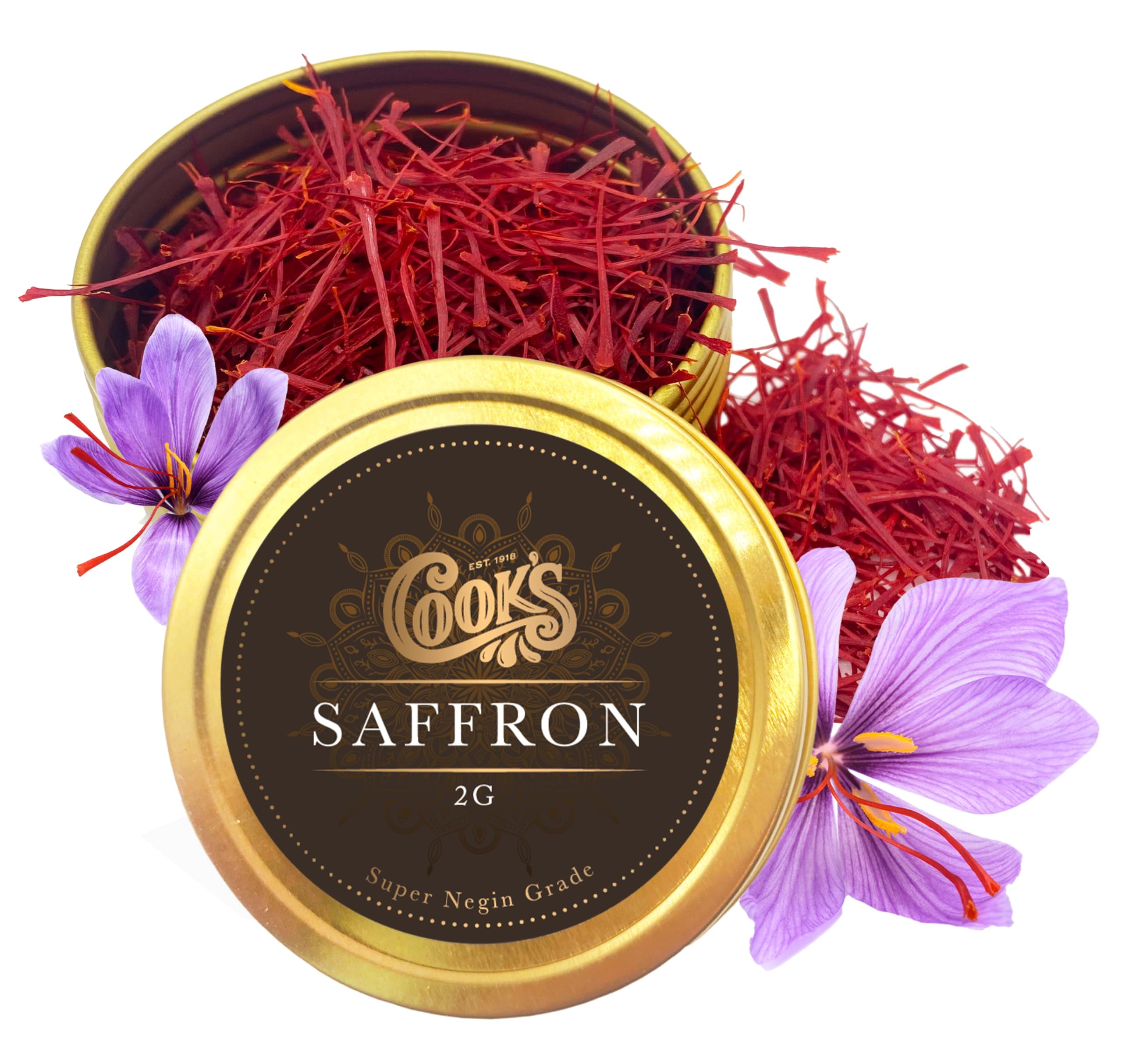 Cook’s, Premium Negin Grade BCF26 Saffron Threads, Premium Dark Red ...