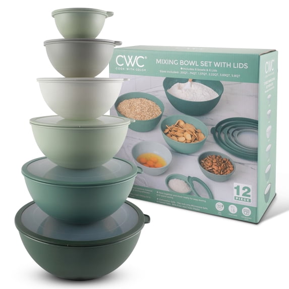 Cook with Color 12-Piece Mixing Bowl Set with Non-Slip Silicone Base ...