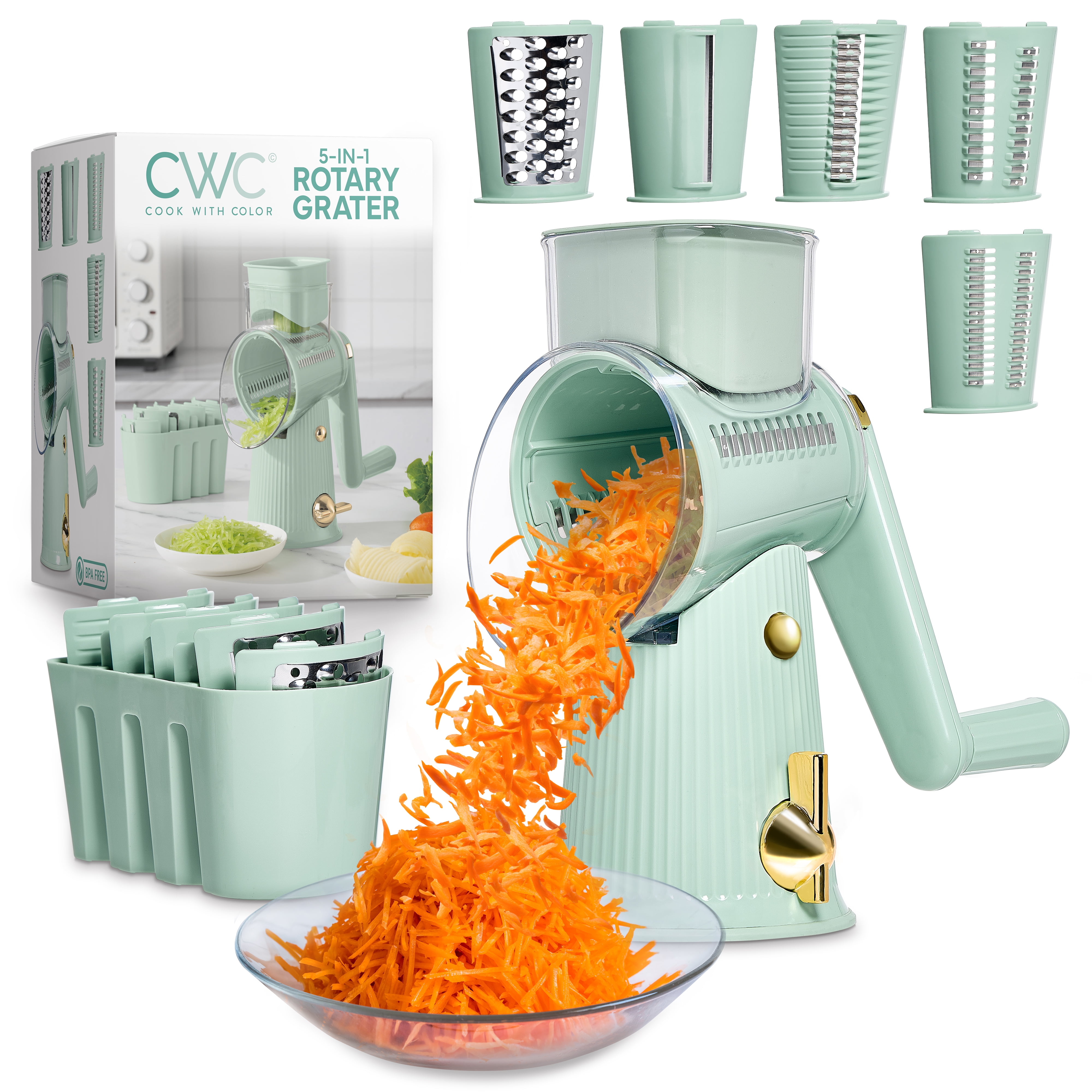 Cook with Color Cheese Grater Rotary – Easy-to-Use Food Shredder for ...