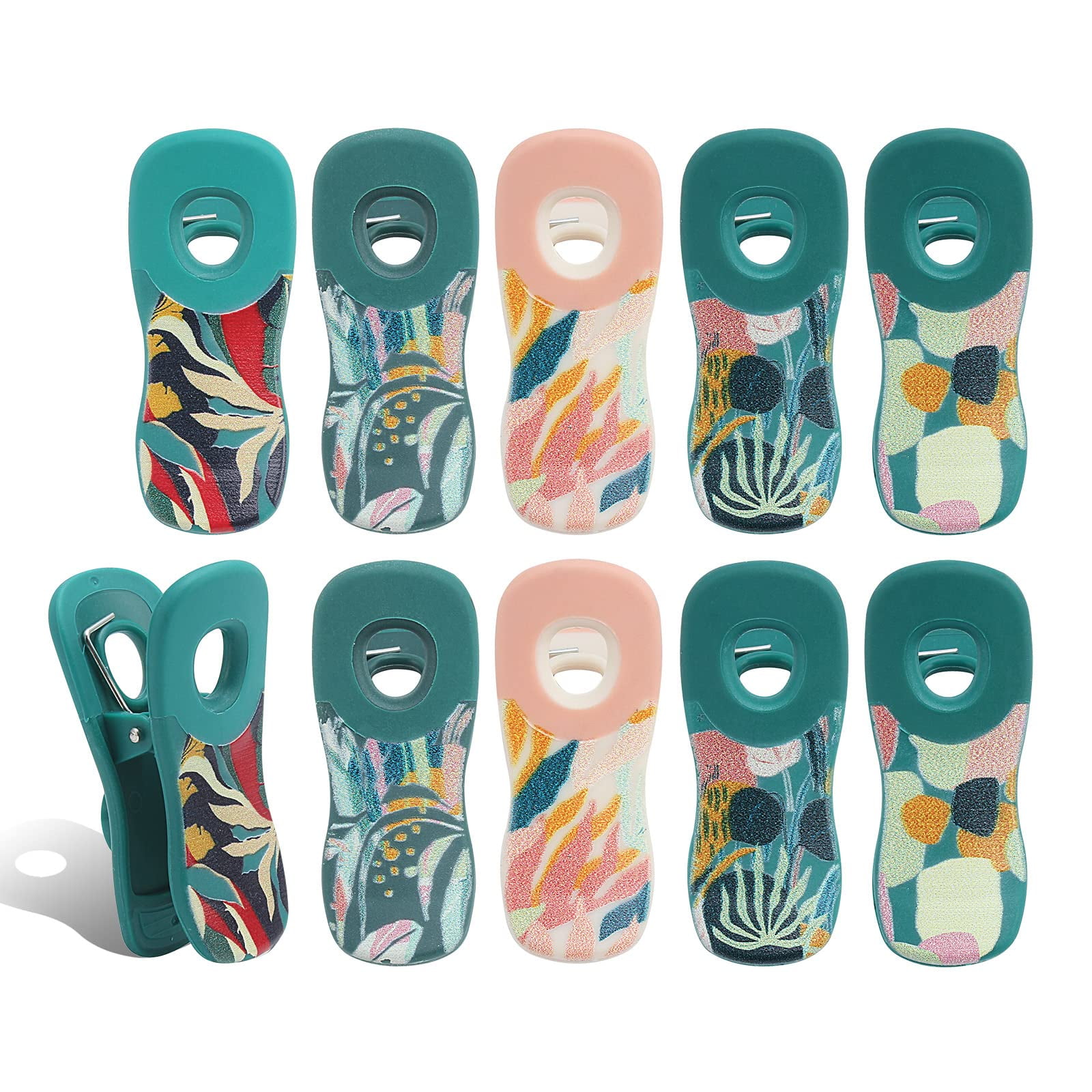Cook with Color Floral Magnetic Bag Clips, 10-Piece Set, Snack Holder ...