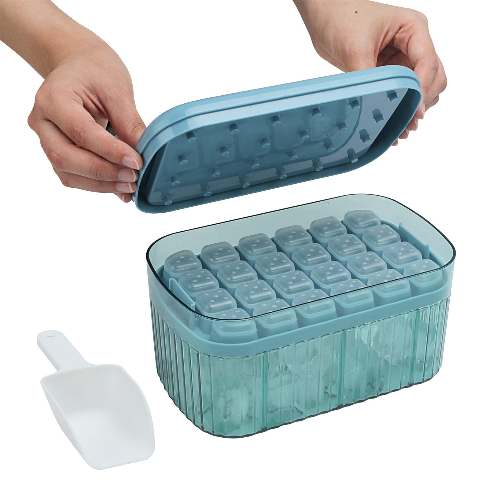 Cook with Color Ice Cube Trays for Freezer with Lid, Silicone Mold Ice ...
