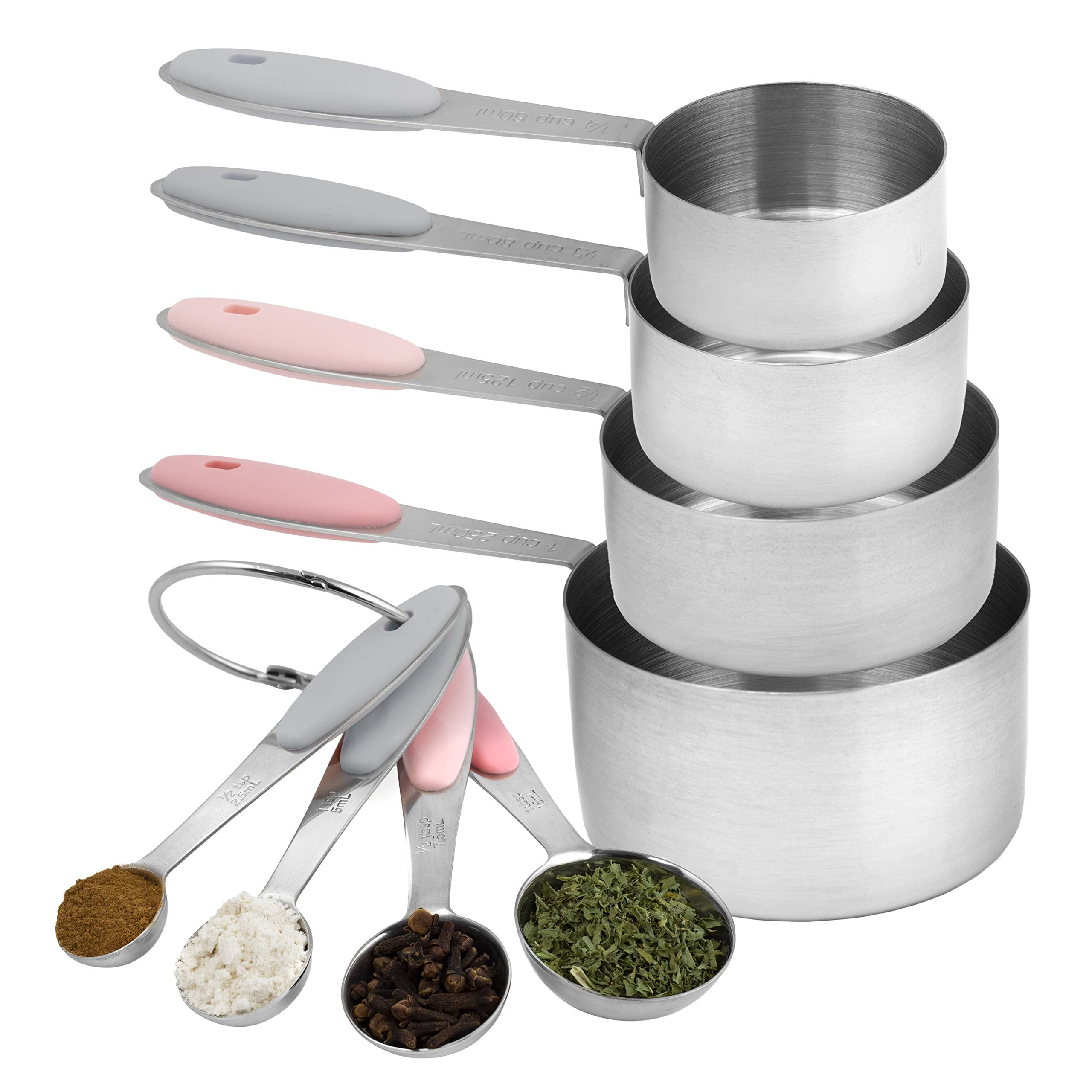 Cook with Color 8 Piece Stainless Steel Measuring Cups and Spoons Set ...