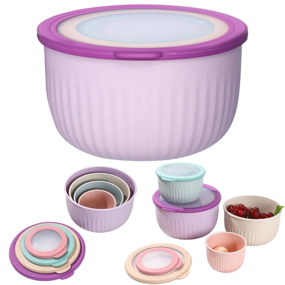 Cook with Color Mixing Bowls,Nesting Plastic Prep Bowls with Airtight ...